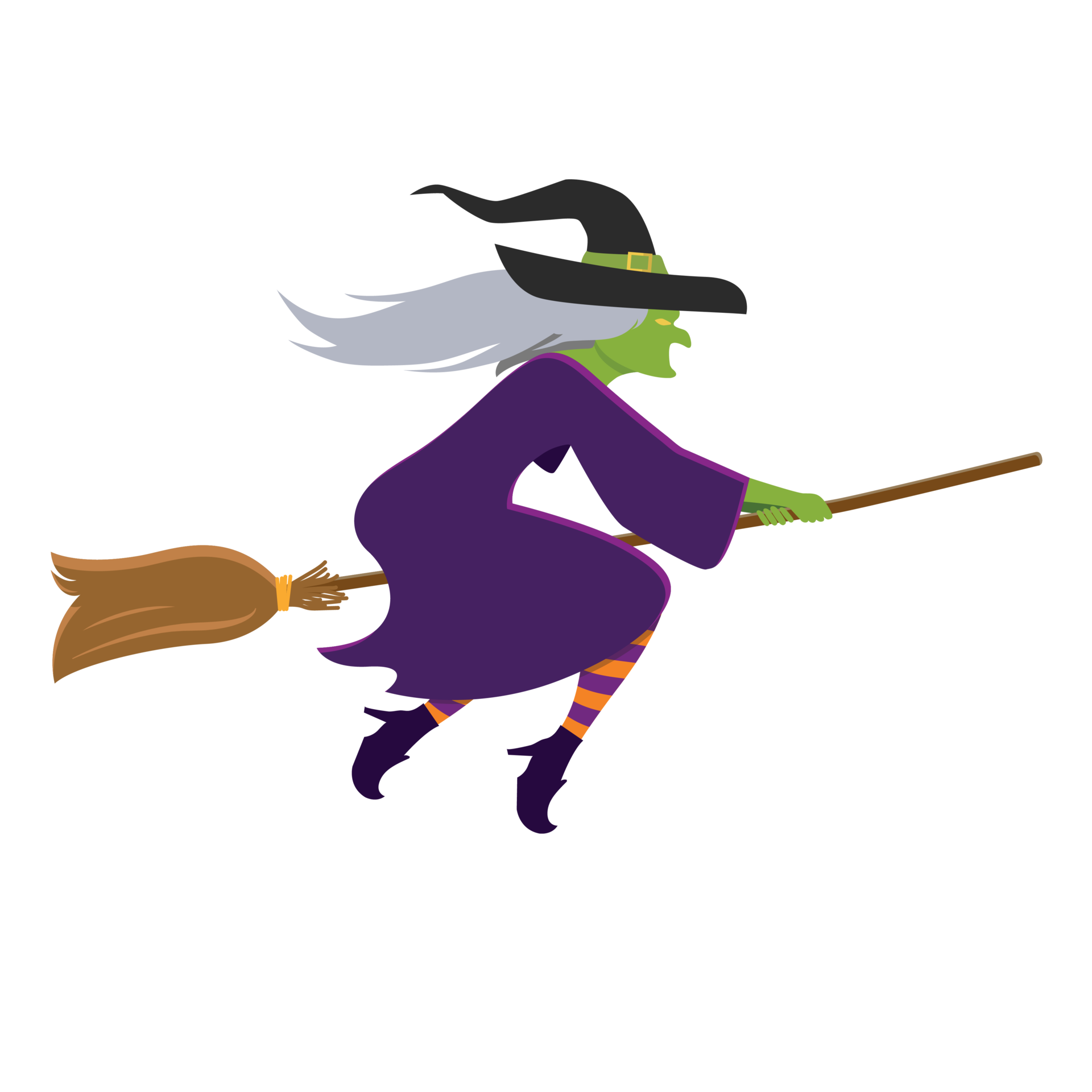 Witch Flying On Broomstick 24555820 Png