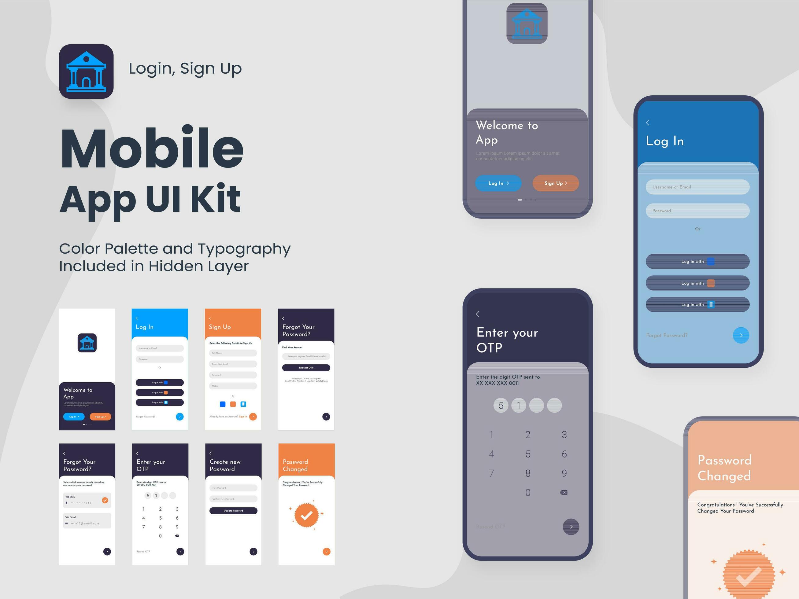 Wireframe UI, UX And GUI Layout With Different Login Screens Including ...