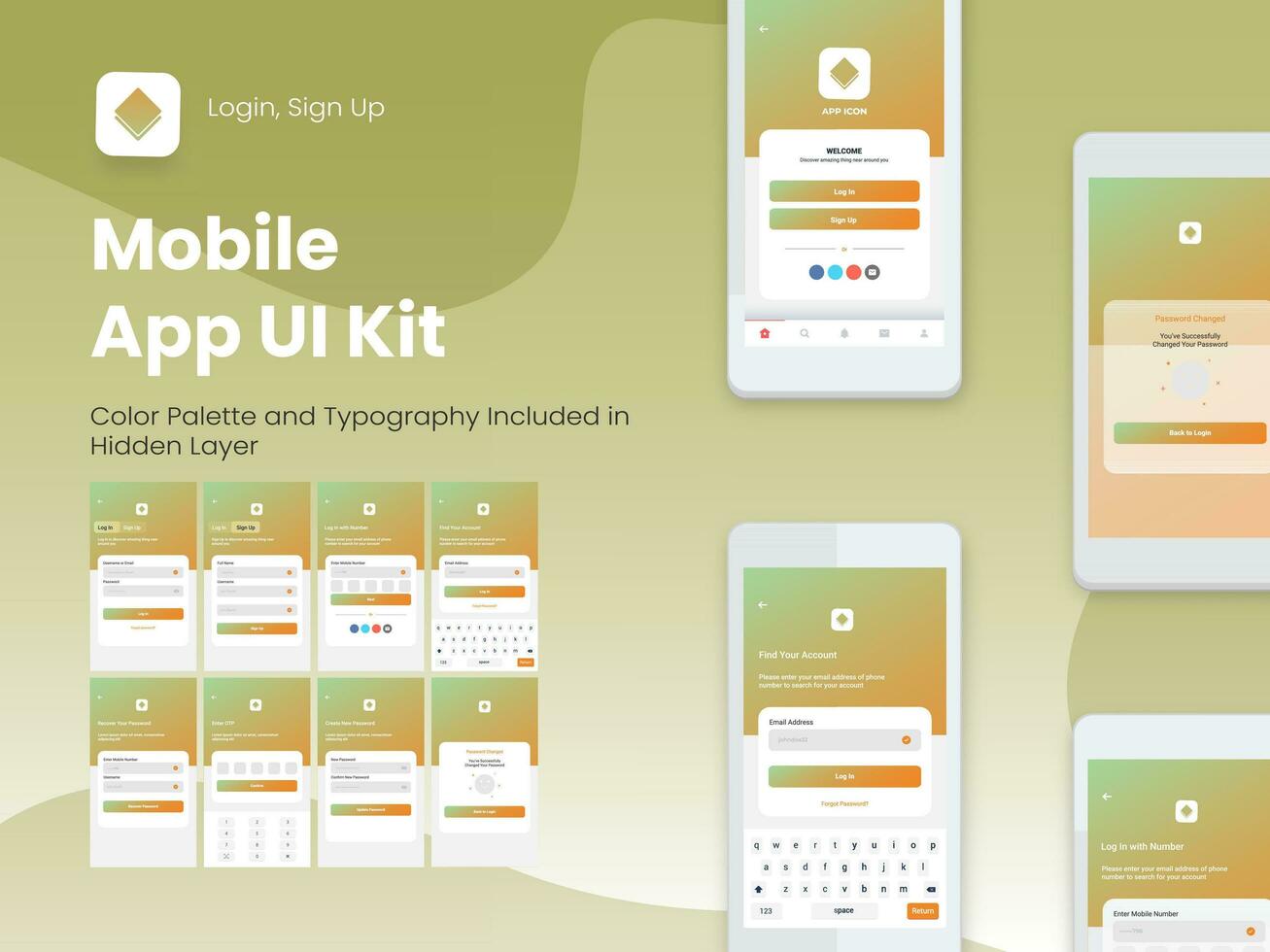Wireframe UI, UX and GUI Layout with Different Login Screens including Account Sign In, Sign Up ...