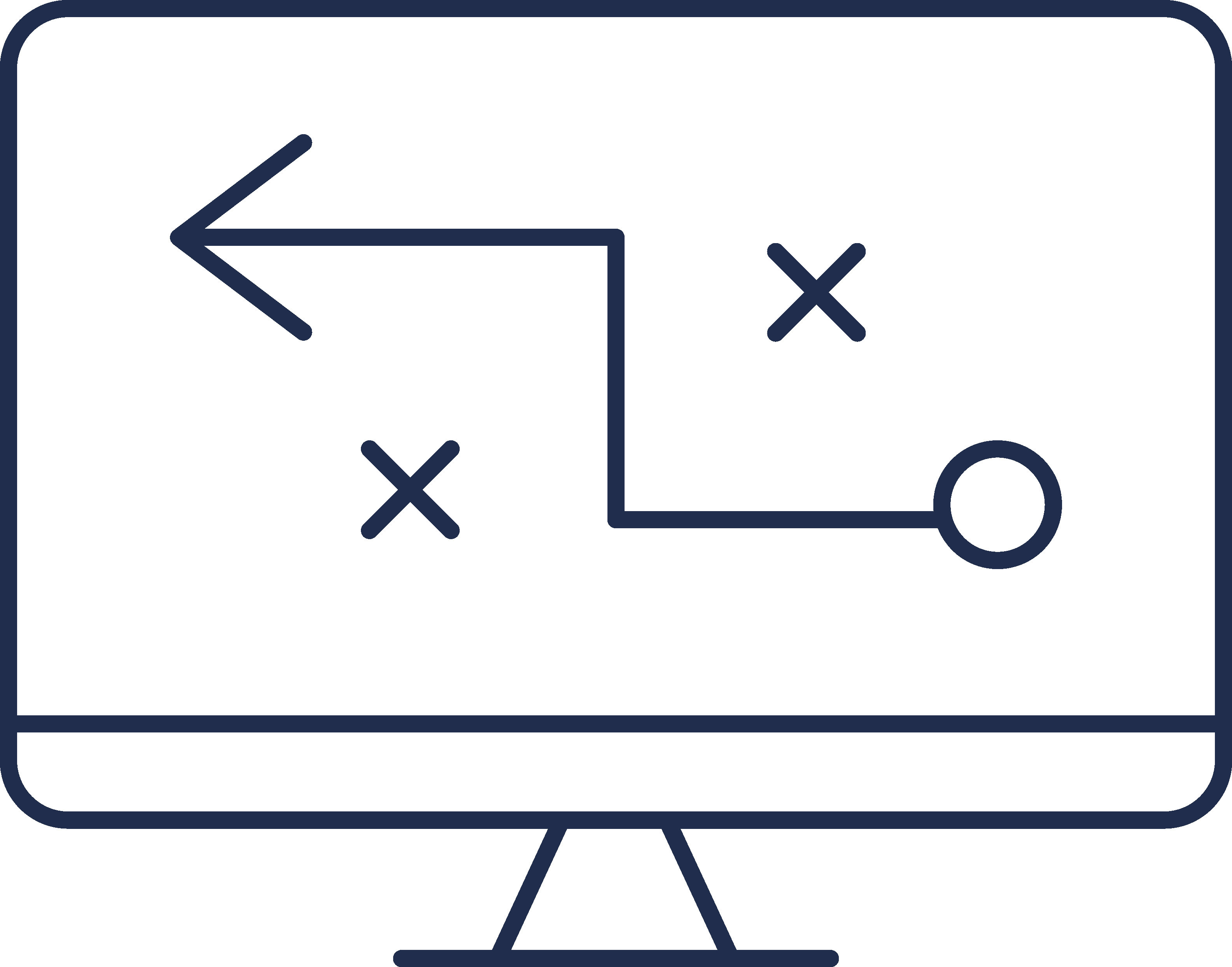 Online Strategy Explained Or Presentation In Computer Screen Line Art