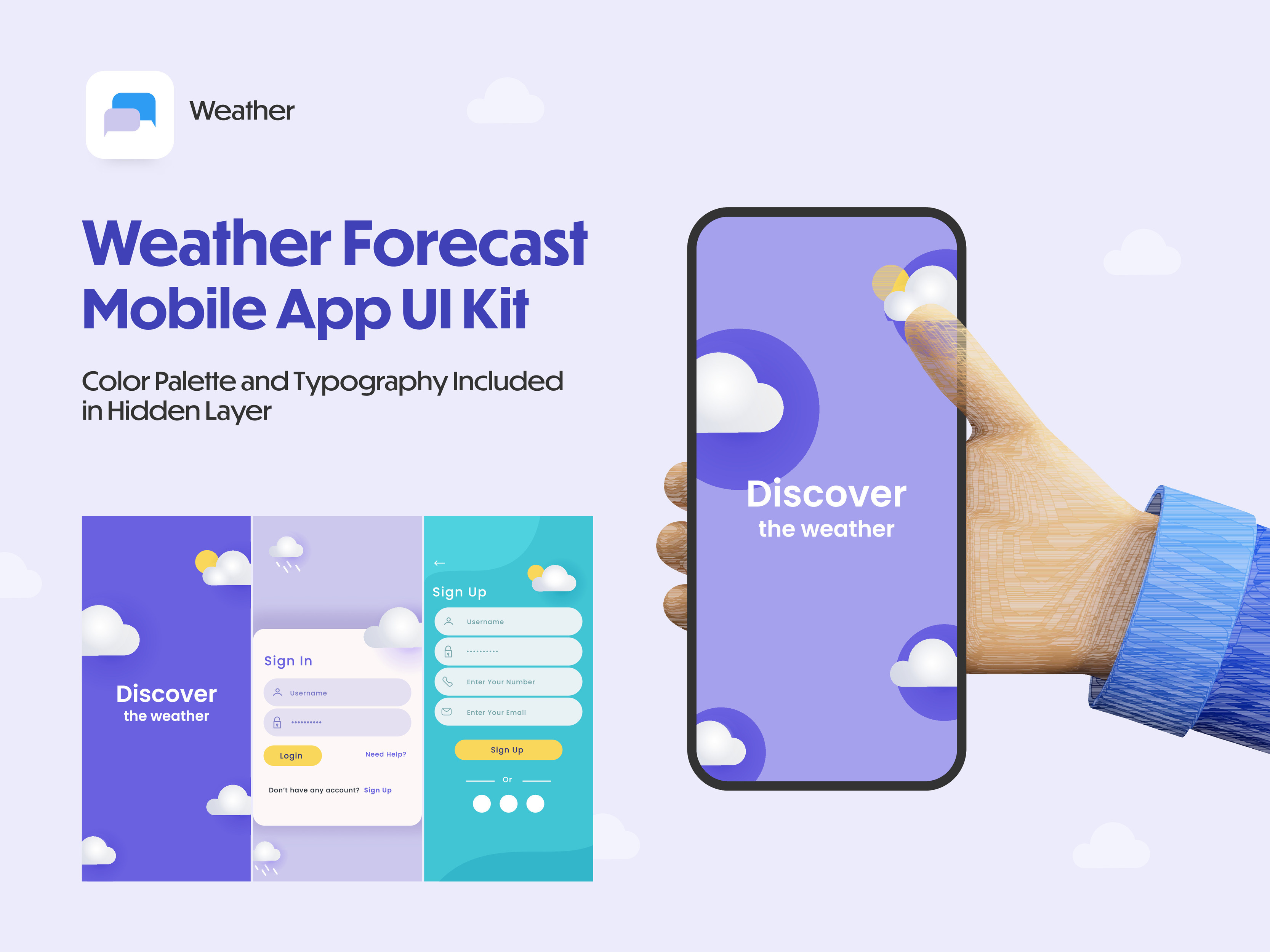 Weather Forecast Mobile App UI Screens Including Like As Sign In, Sign ...