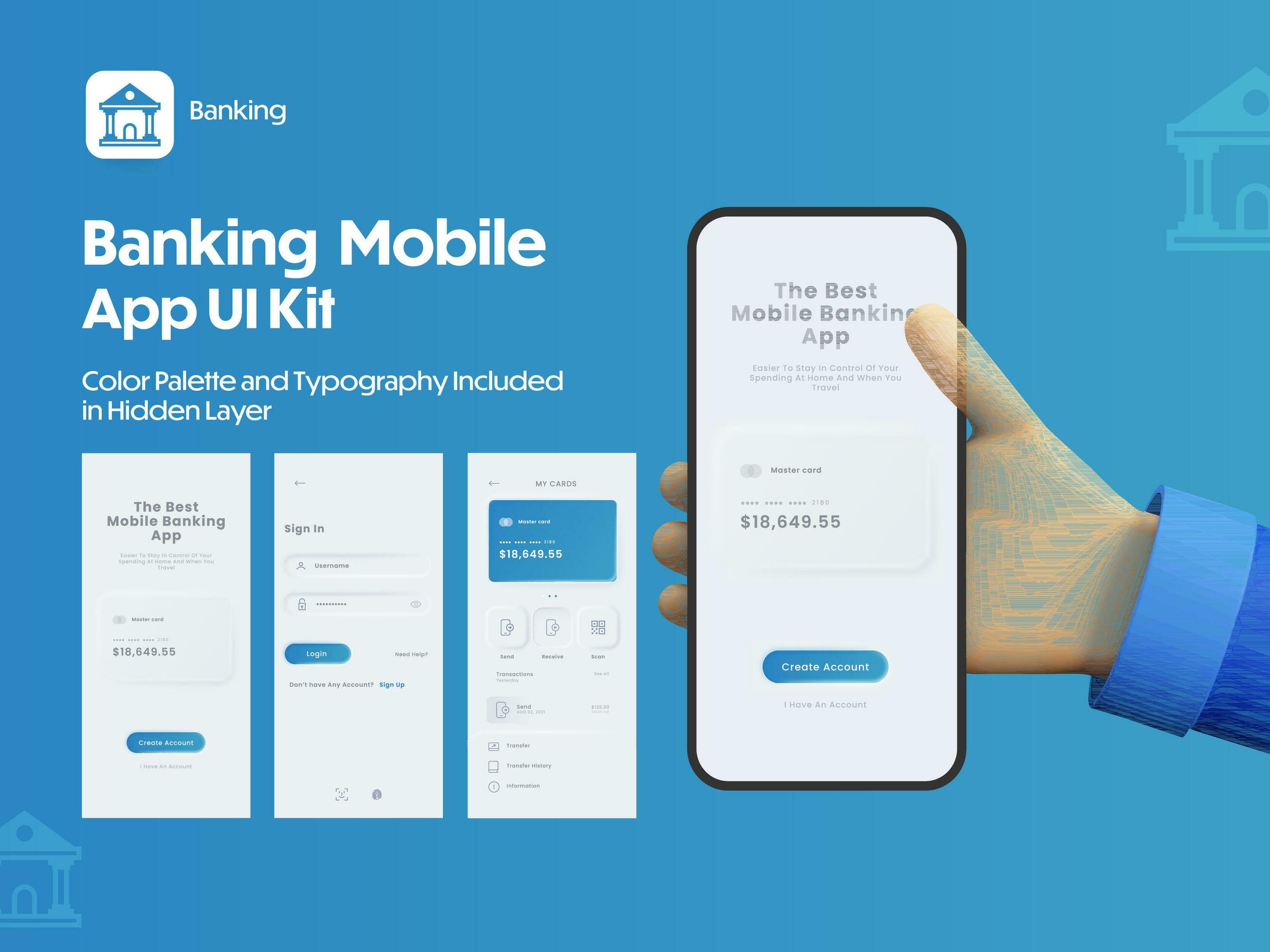 Mobile Banking App UI, UX and GUI Screens Including as Create Account ...