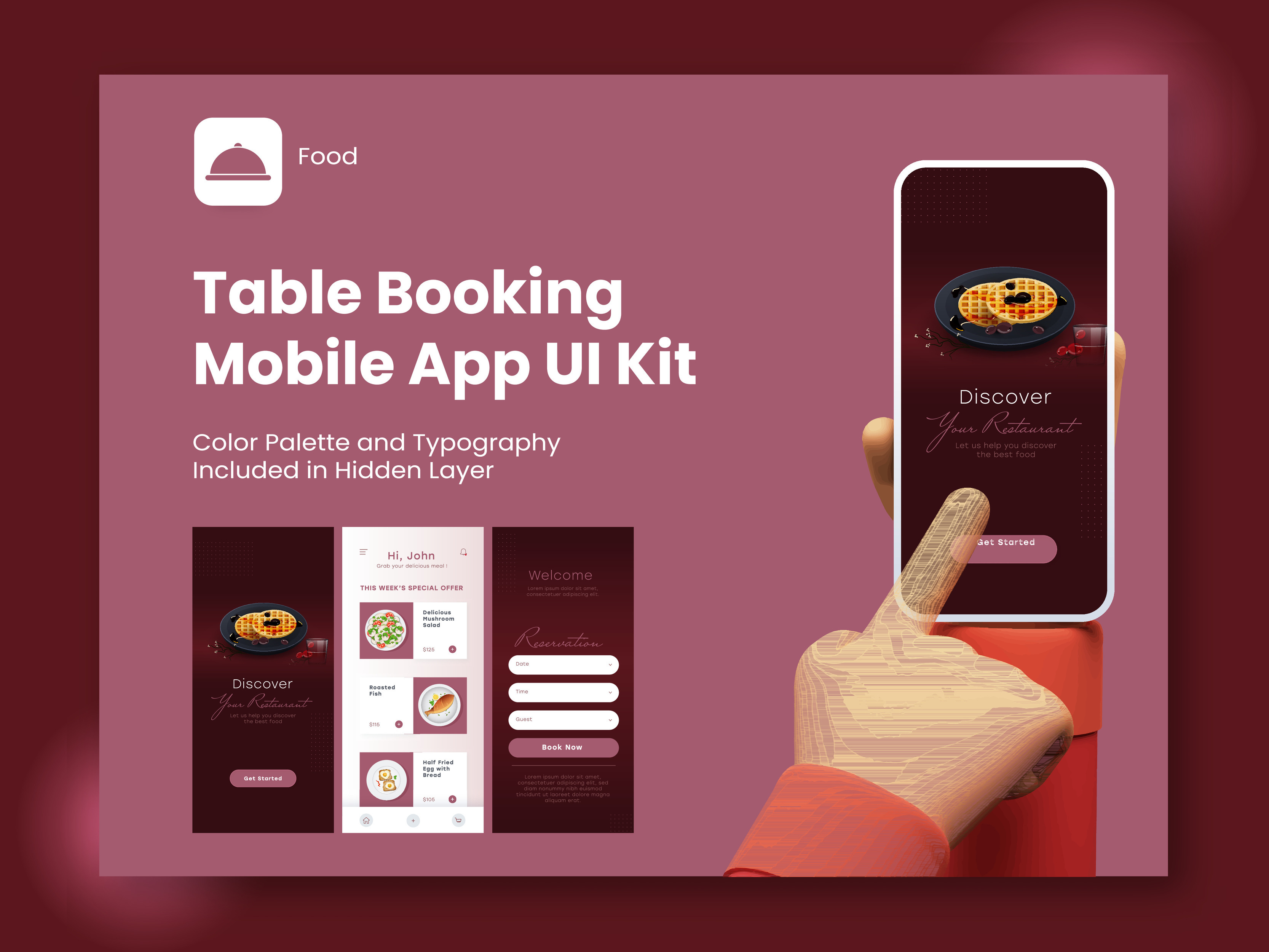 Table Booking Mobile App UI Kit Including As Sign In, Sign Up, Menu and ...