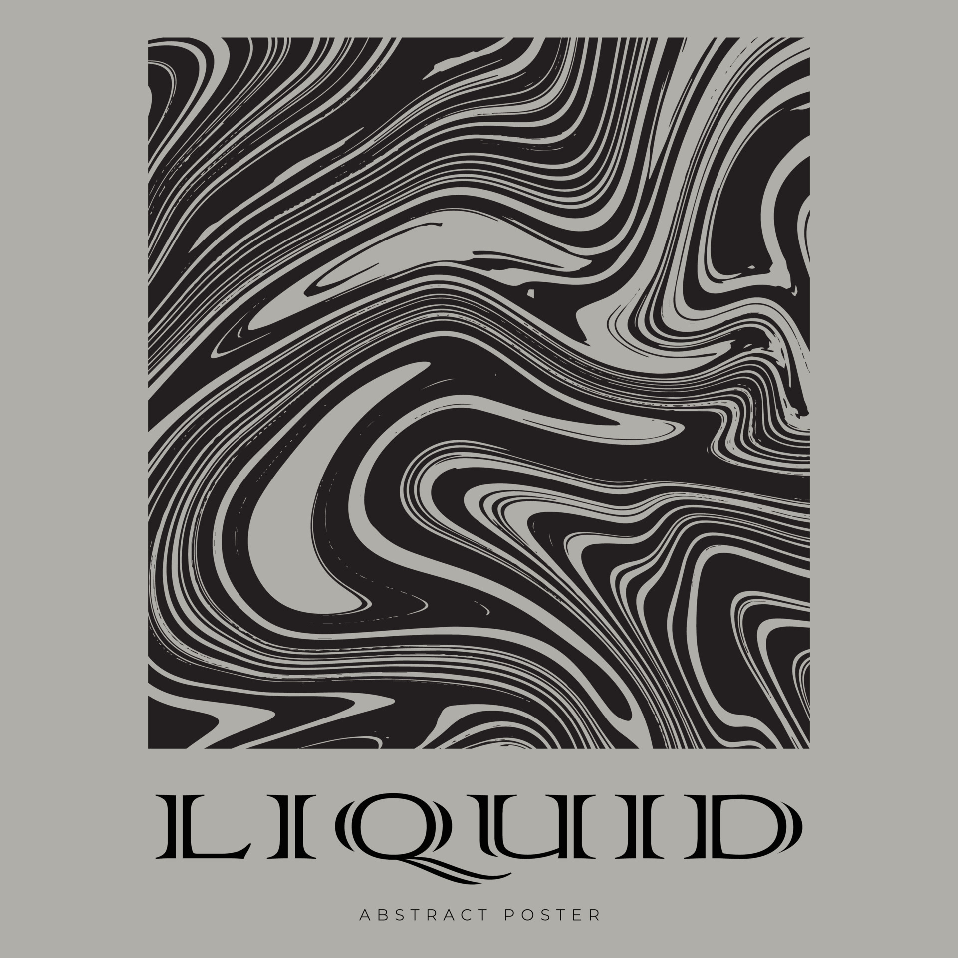 Black and white poster design with liquid and curve ink lines, abstract ... Black and white poster design with liquid and curve ink lines, abstract ...