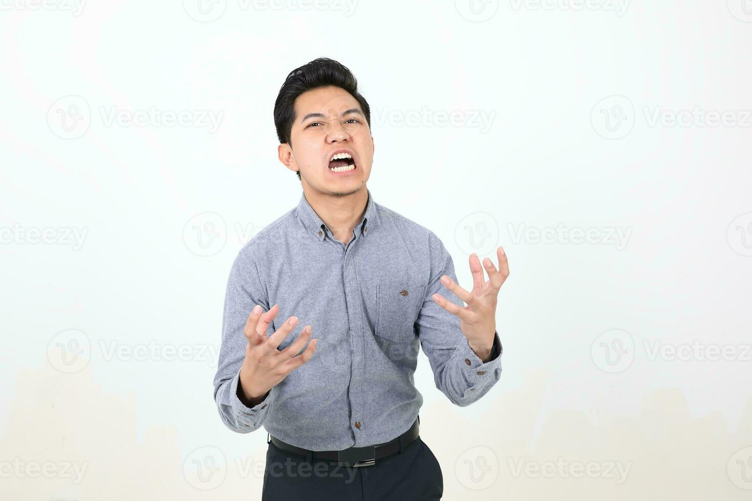 South east Asian Malay Man facial expression angry upset shocked ...