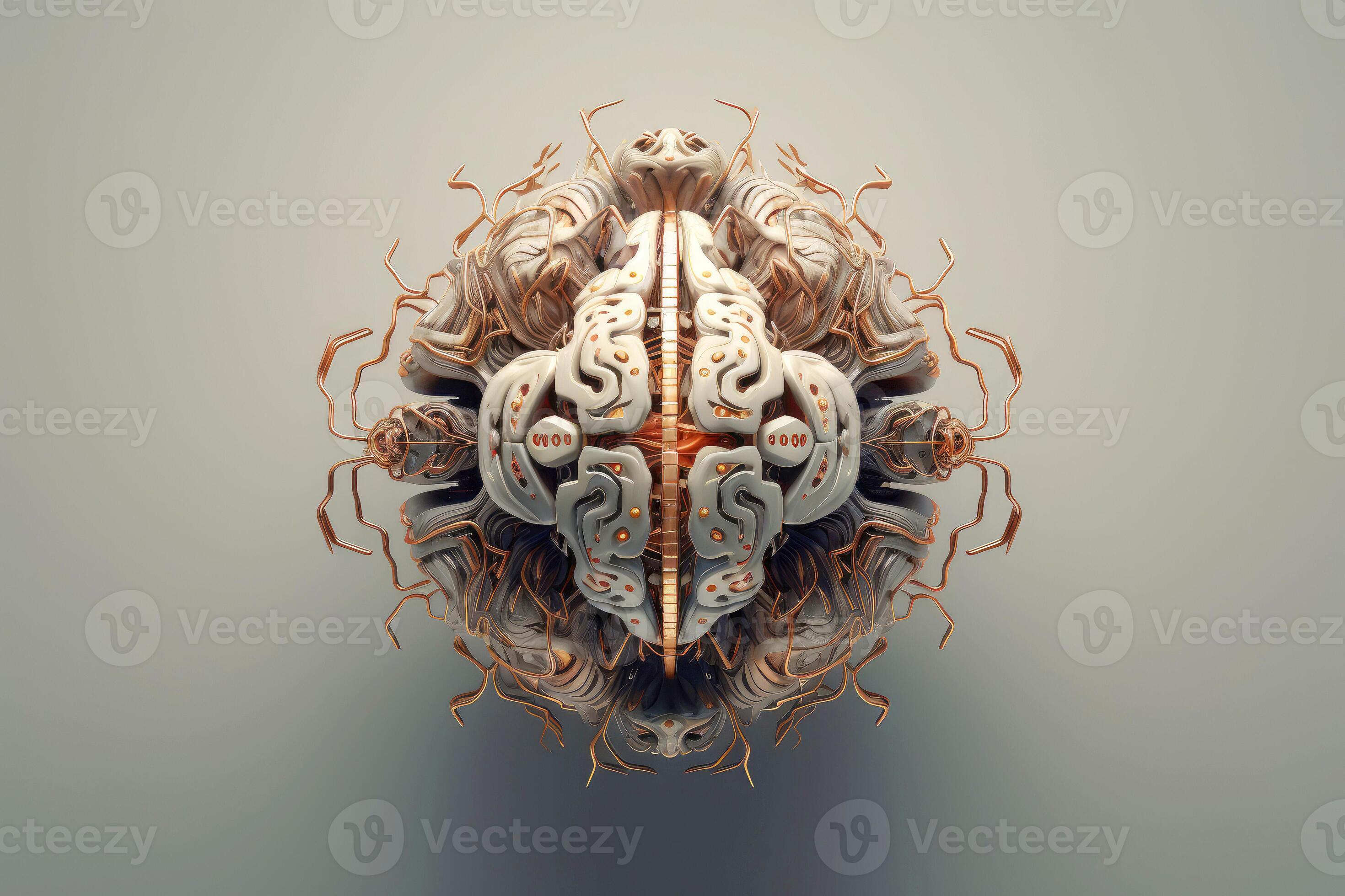 Brain and nerve forming a futuristic face illustrating the power of our ...
