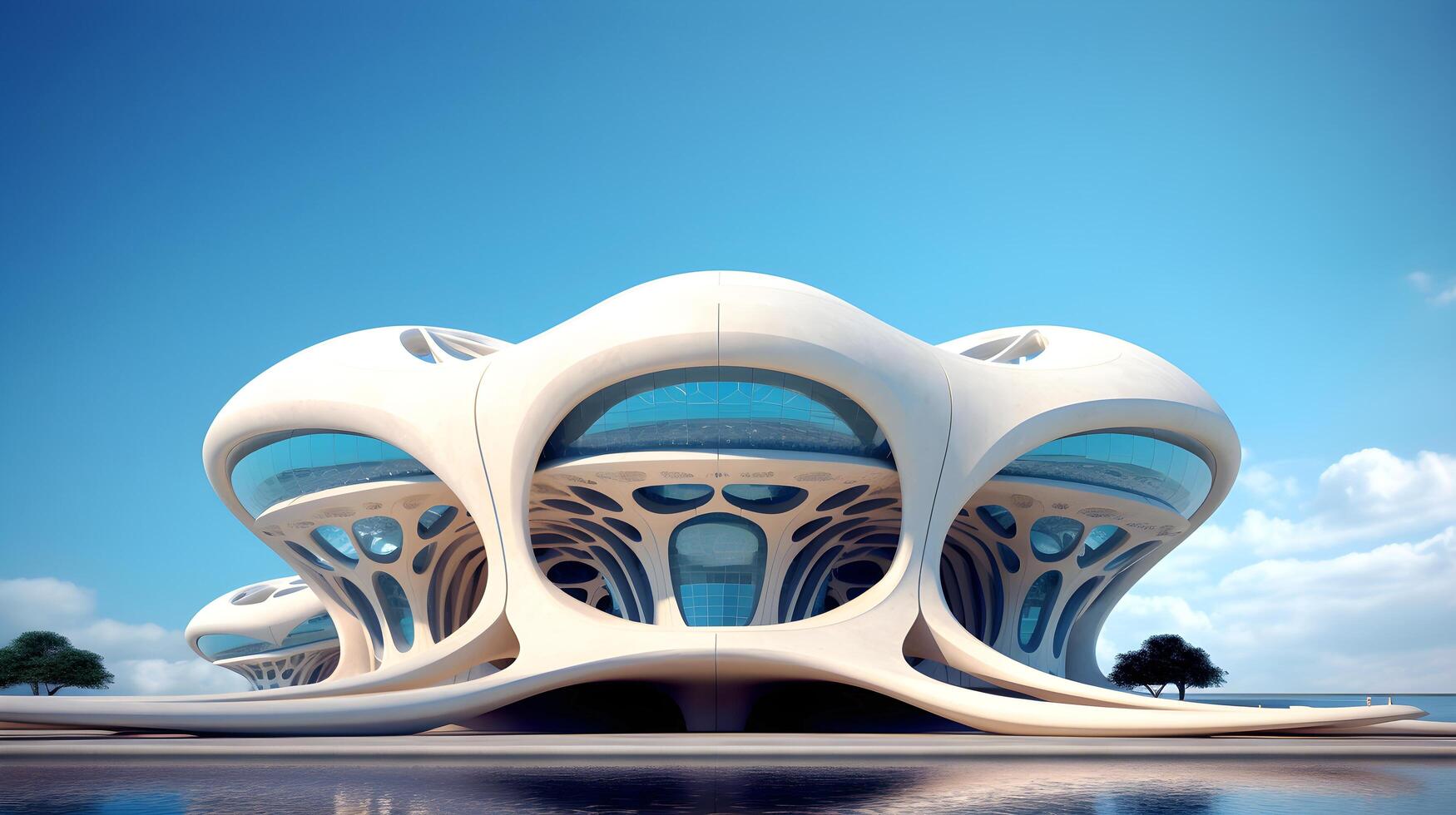 3D futuristic sci-fi city architecture with organic skyscrapers, for ...