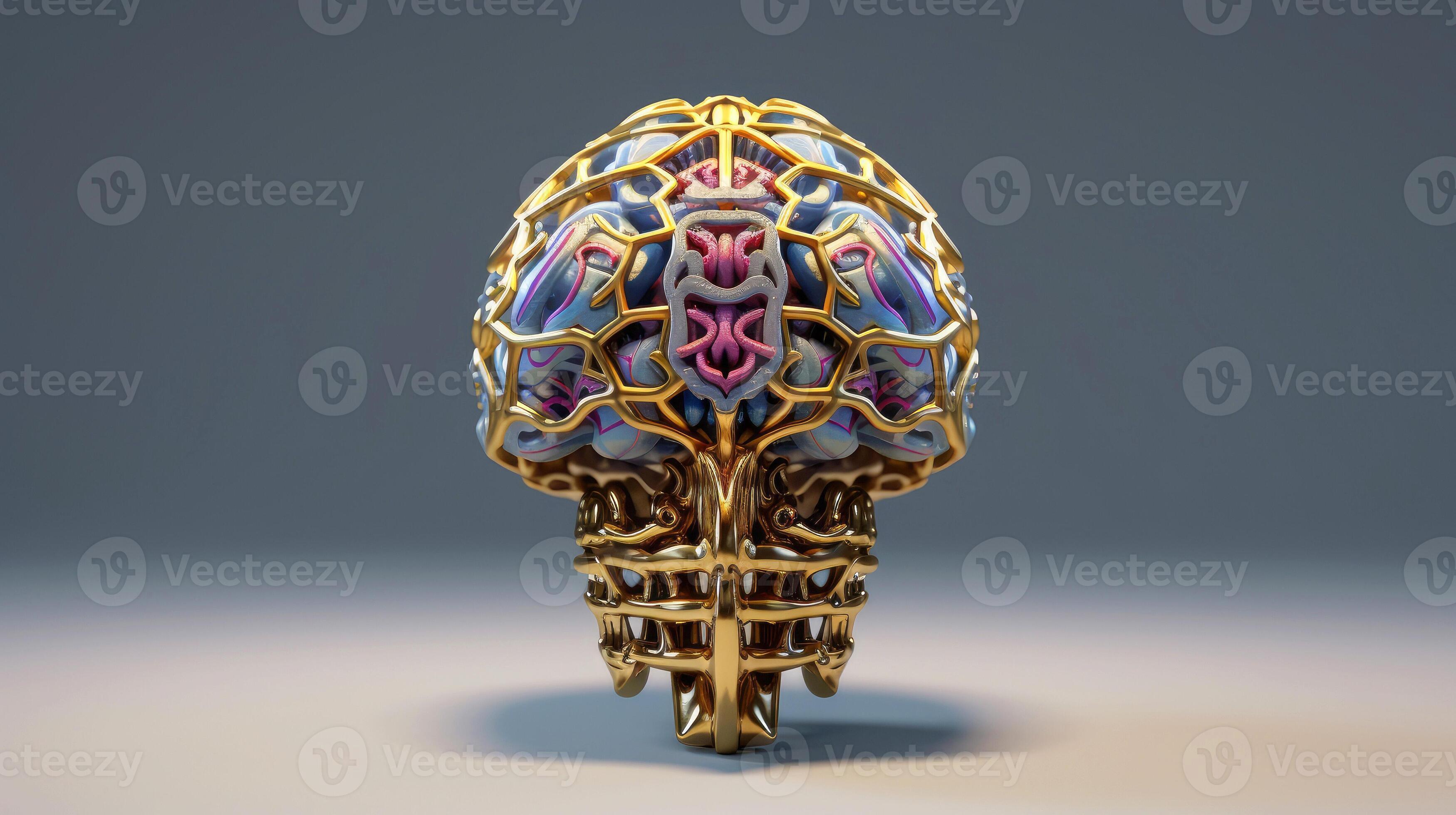 Brain and nerve forming a futuristic face illustrating the power of our ...