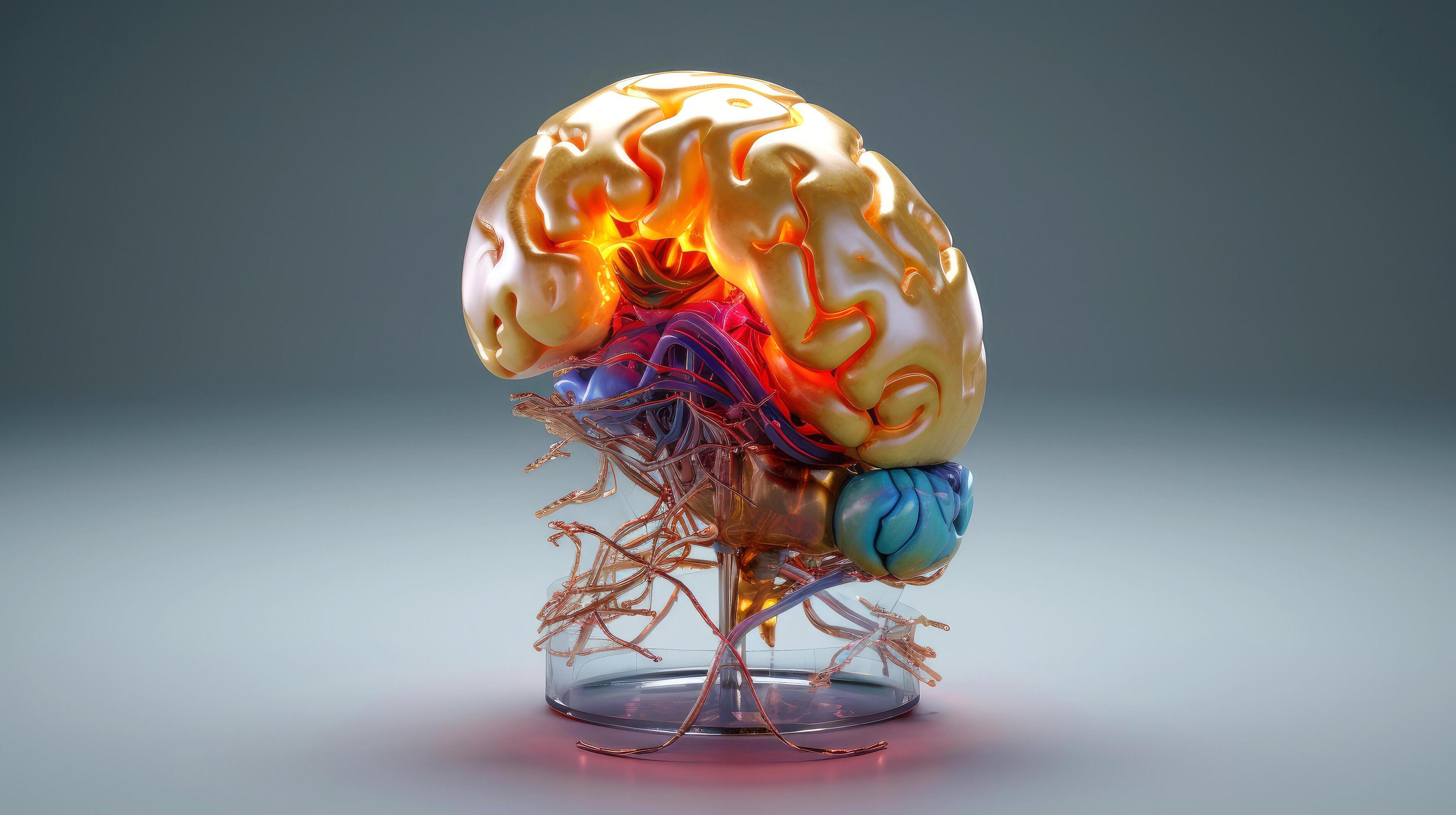 Brain and nerve forming a futuristic face illustrating the power of our ...