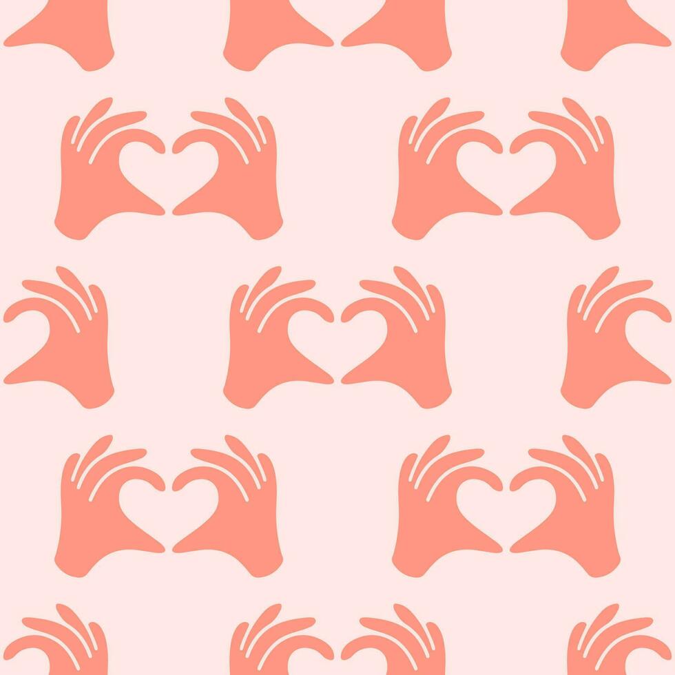 Hands making or formatting a heart symbol seamless pattern illustration ...