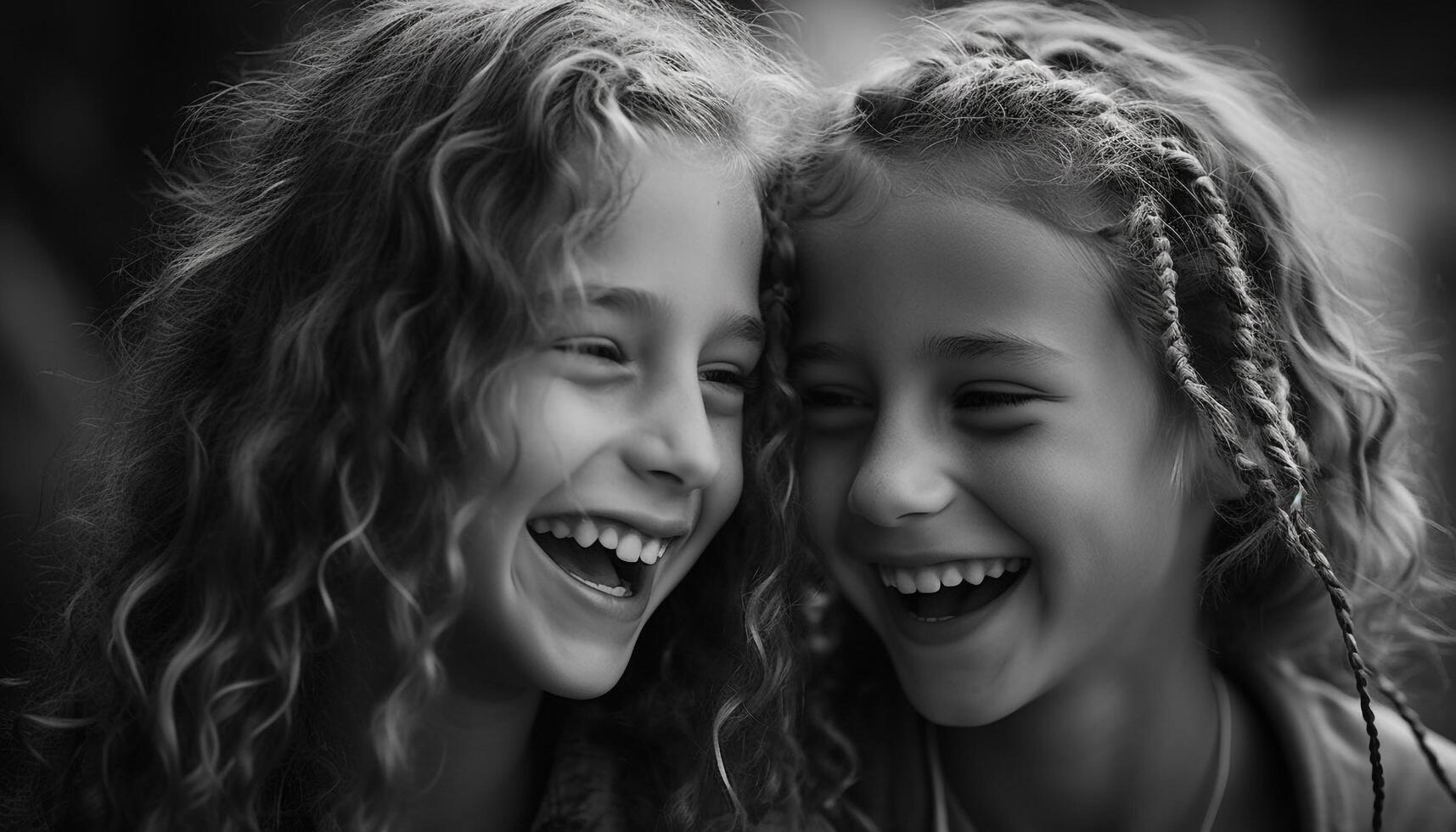 Cute sisters embrace in joyful summer portrait generated by AI 24576828 ...