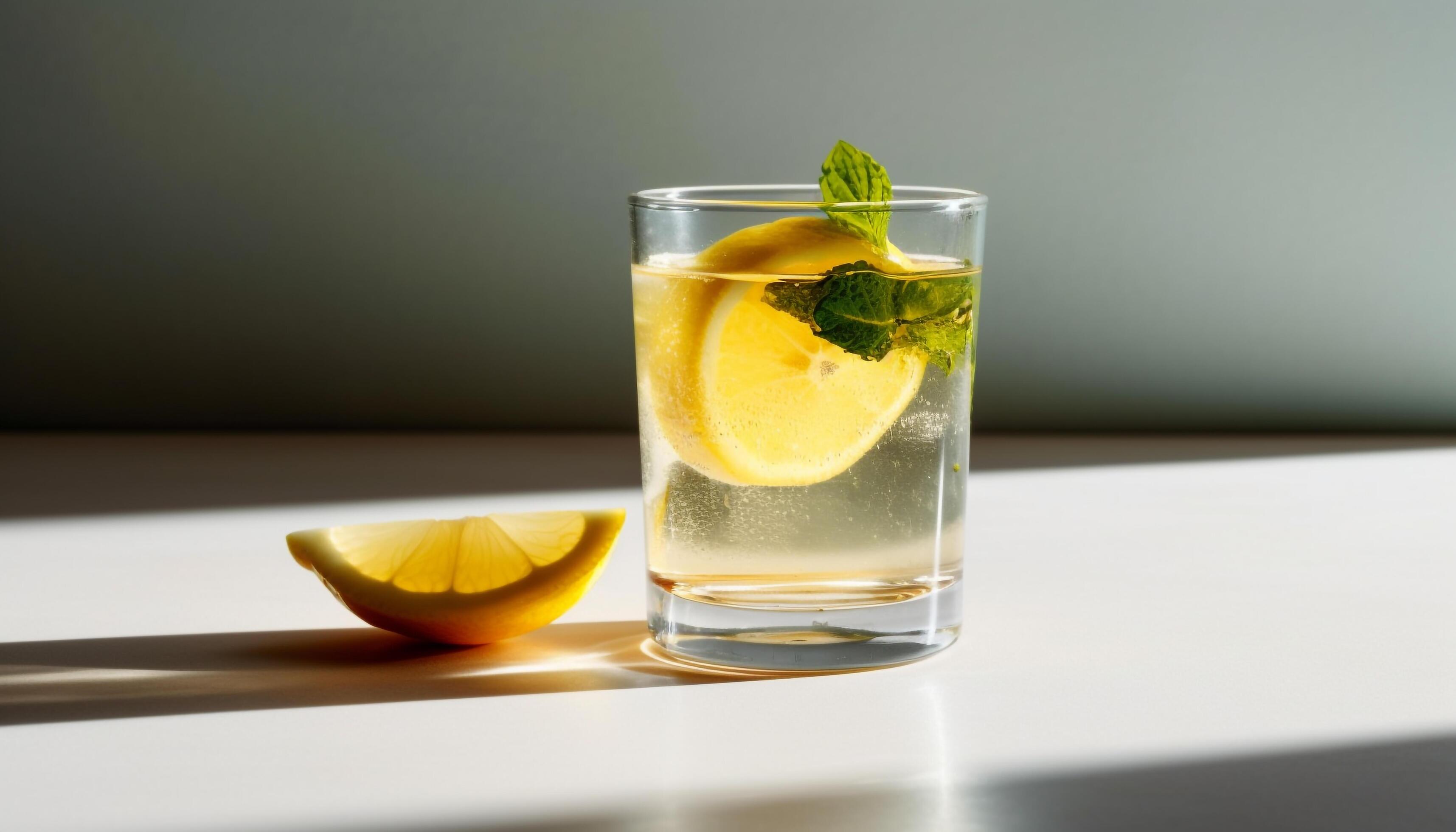 Juicy lemon slice on ice in refreshing citrus cocktail glass generated by AI 24577000 Stock ...