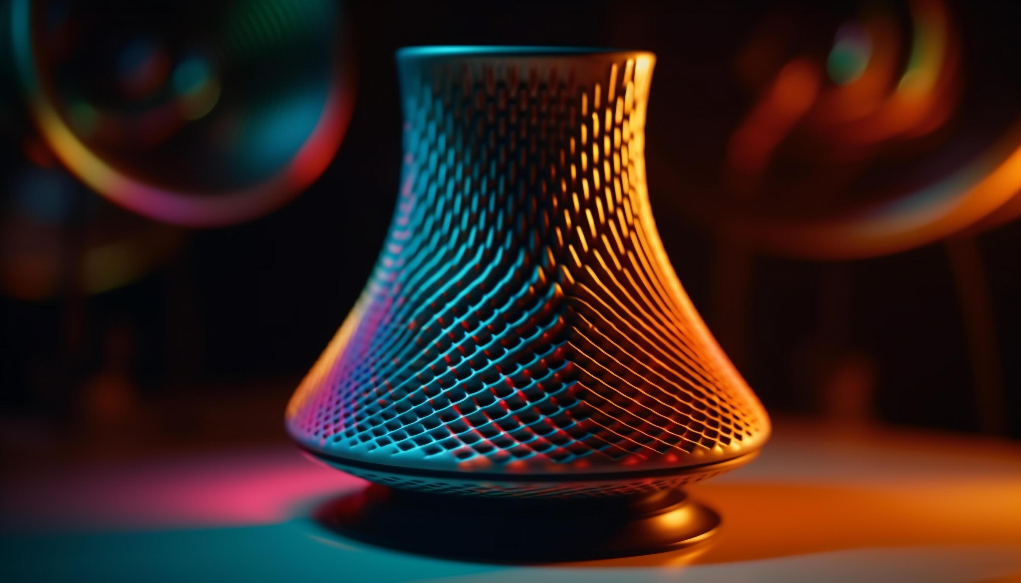 Bright Cocktail Glass Reflects Vibrant Colors In Illuminated Bar Scene