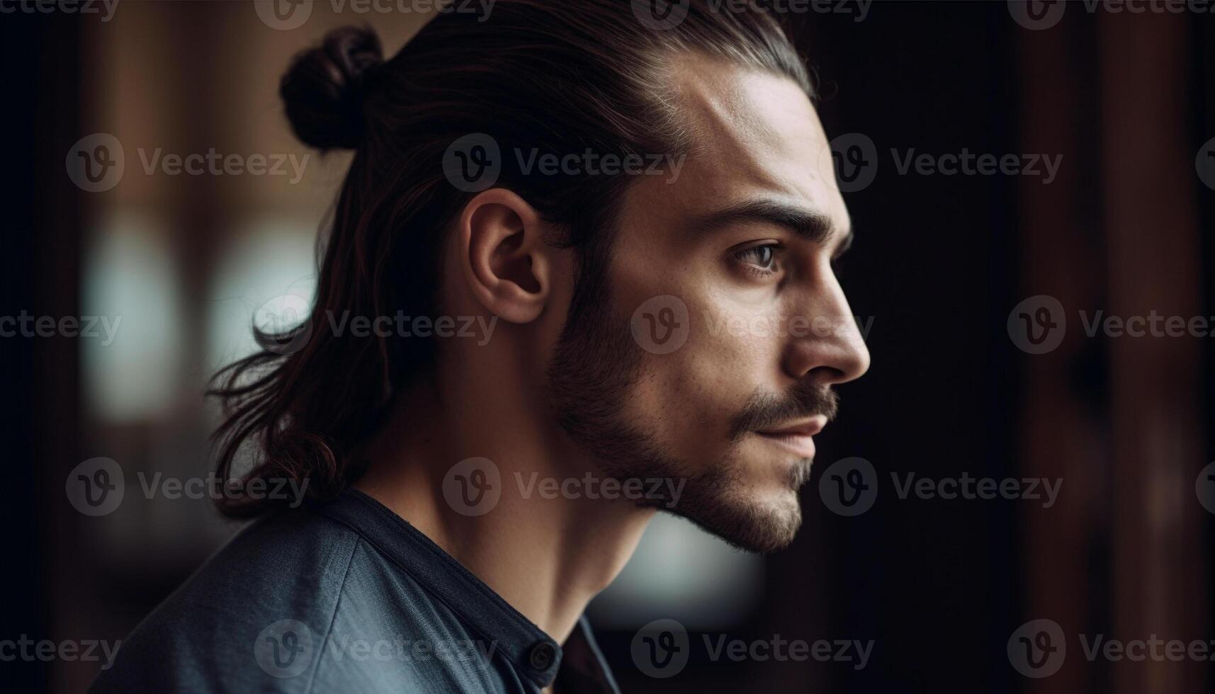 Handsome Man With Brown Hair Exudes Confidence In Headshot Portrait Generated By Ai 24580193