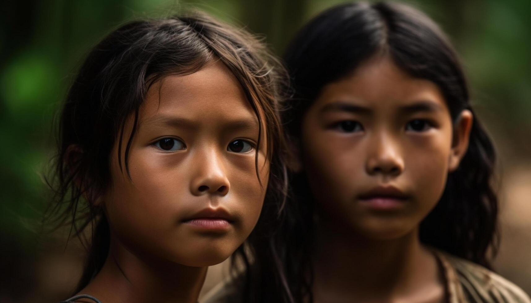 Happy siblings enjoying nature, love and togetherness in summer ...
