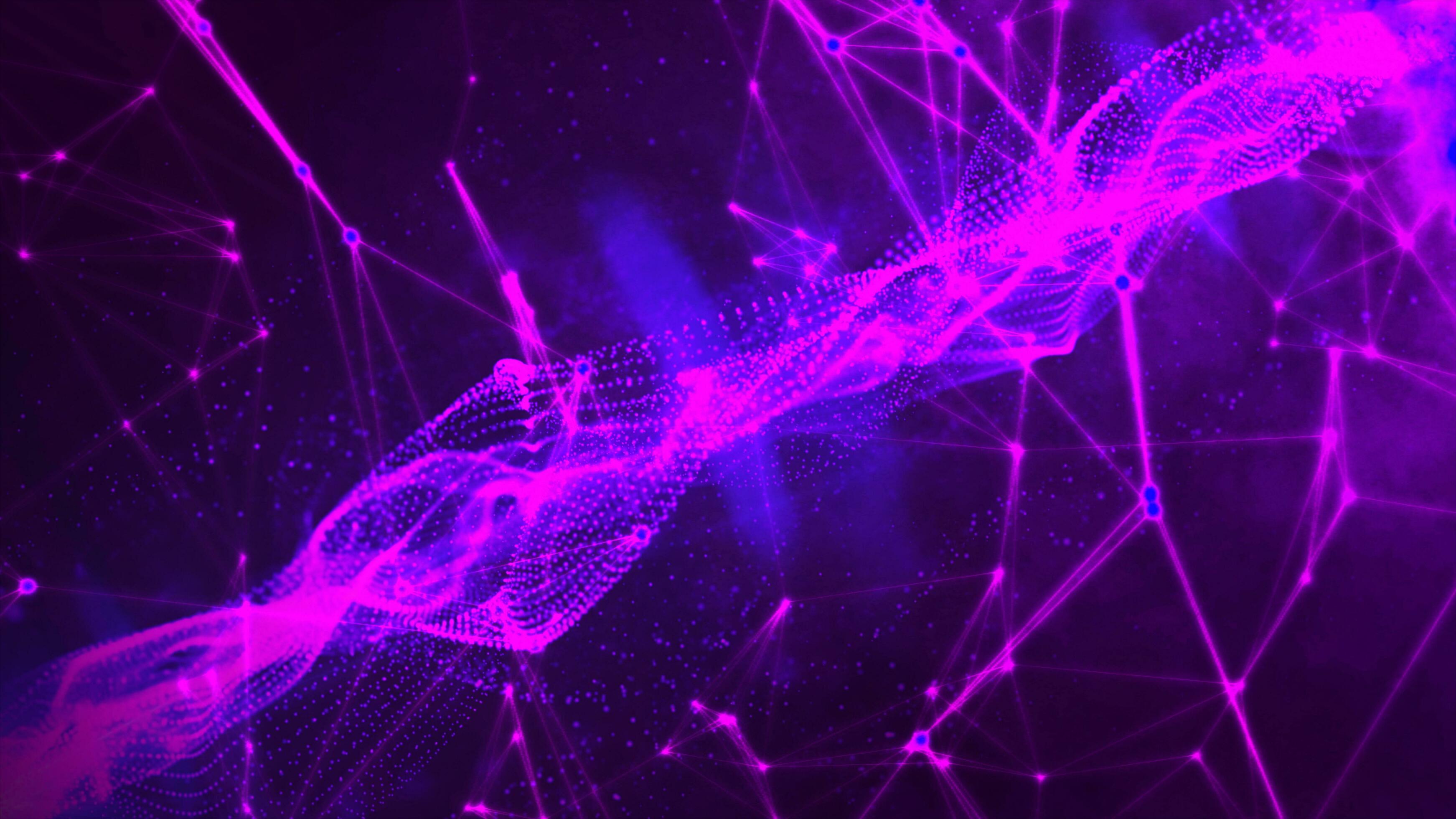 Purple plexus Glittering space particle form, futuristic neon graphic Background, energy 3d ...