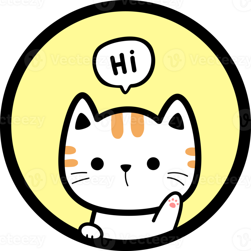 cute cat say hi with round background flat cartoon illustration ... cute cat say hi with round background flat cartoon illustration ...