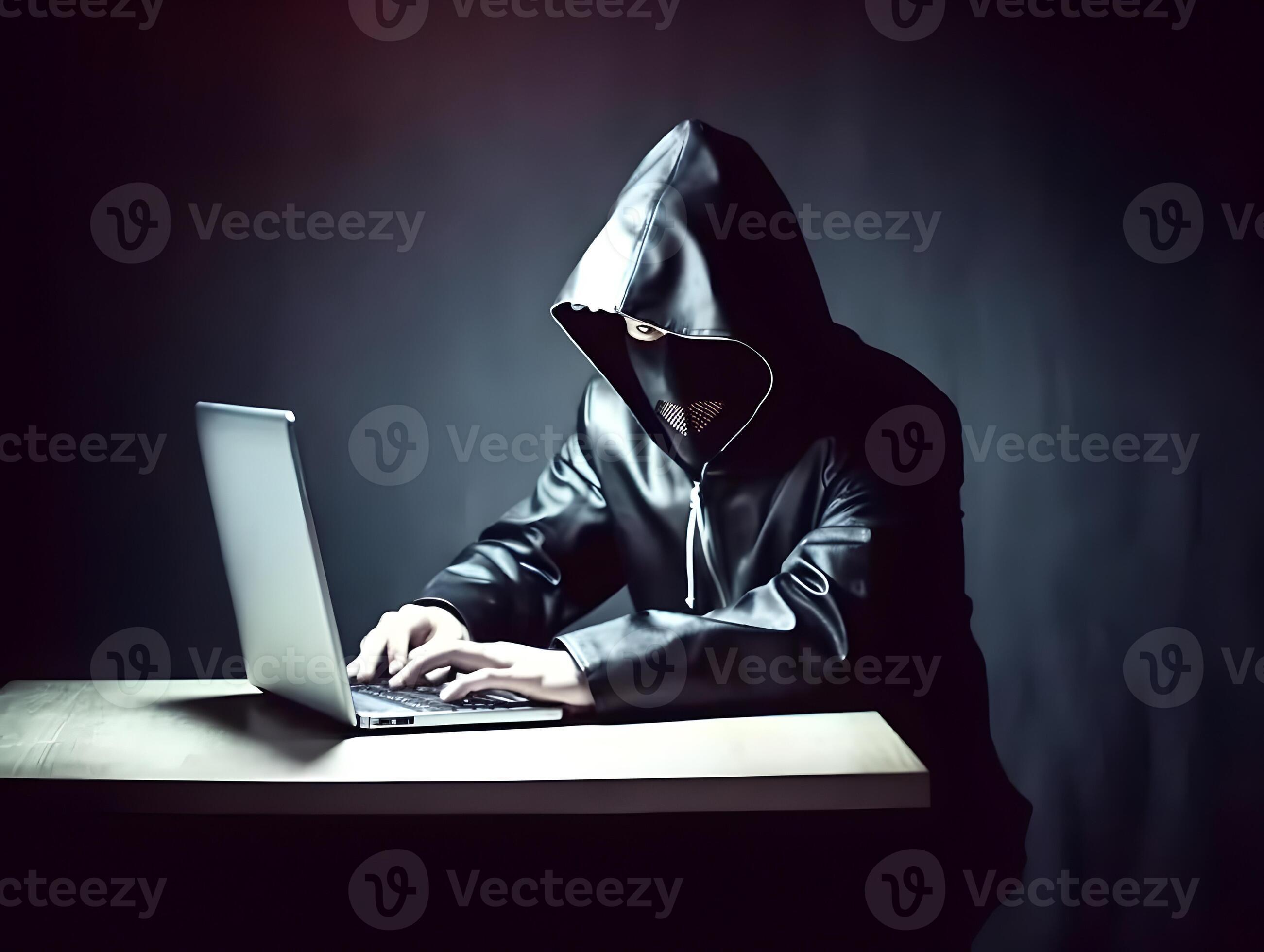 Hacker with hoodie. Concept of dark web, cybercrime, cyberattack. image ...