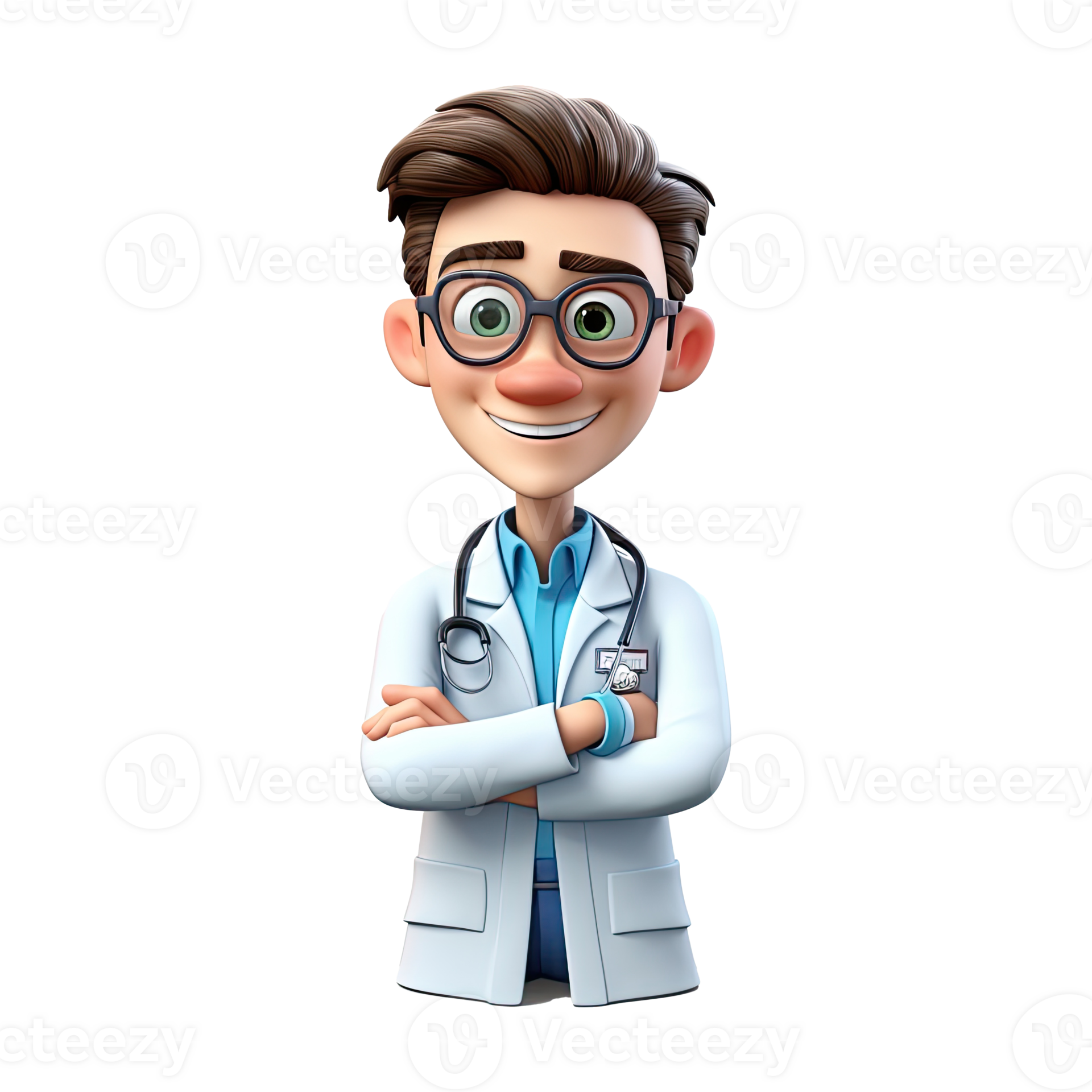 3D Happy cartoon doctor. Cartoon doctor on transparent background ... 3D Happy cartoon doctor. Cartoon doctor on transparent background ...