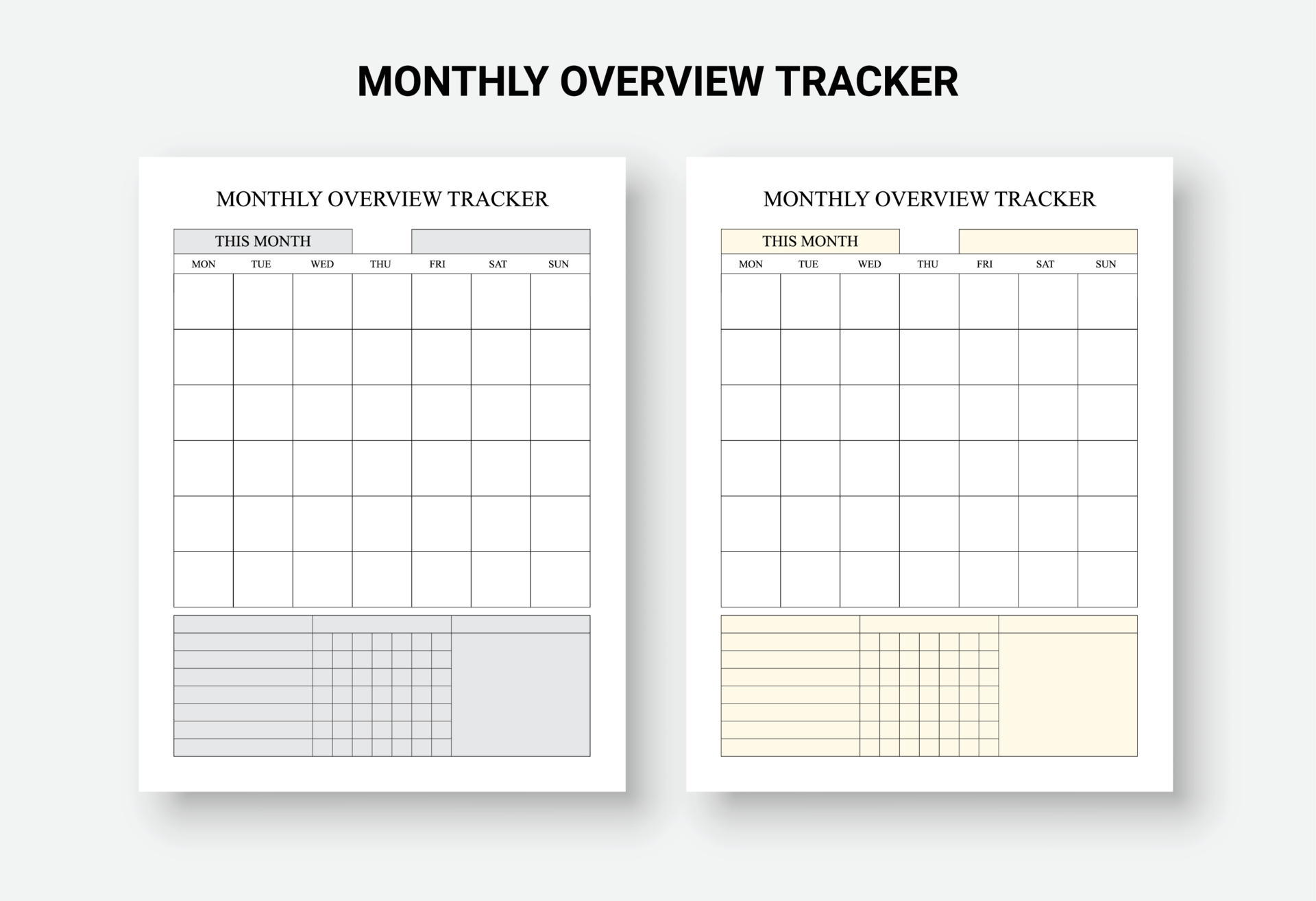 Monthly overview trackers, Undated Monthly Overview, Month on one page ... Monthly overview trackers, Undated Monthly Overview, Month on one page ...