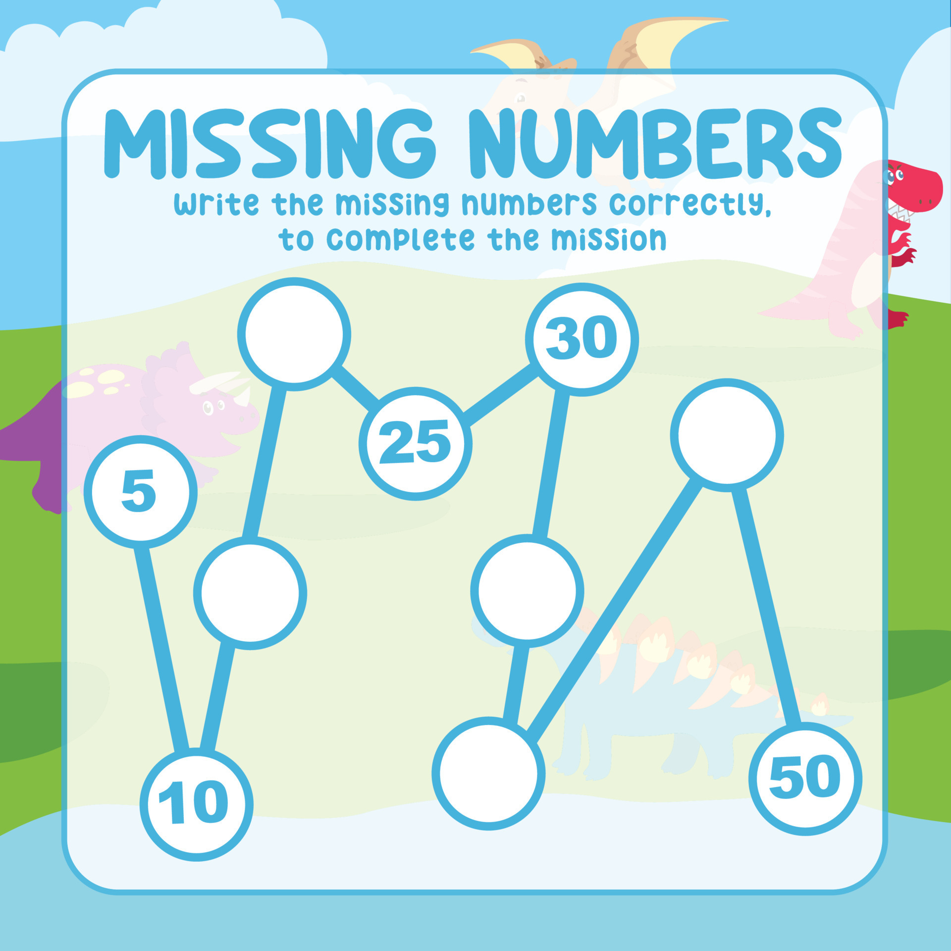 Missing numbers. Write the answer correctly. Educational printable math worksheet. Count and ...