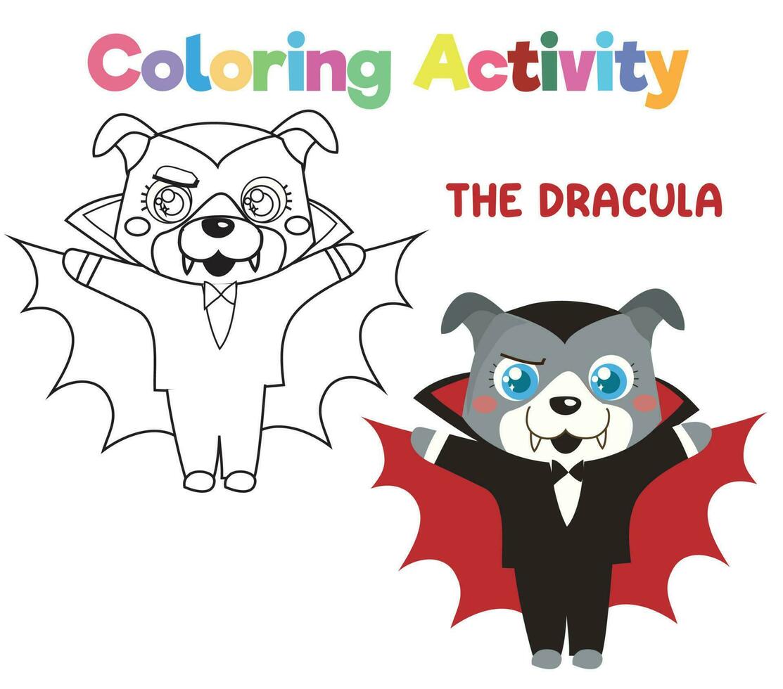 Coloring Halloween worksheet page. Fun activity for kids. Educational ...