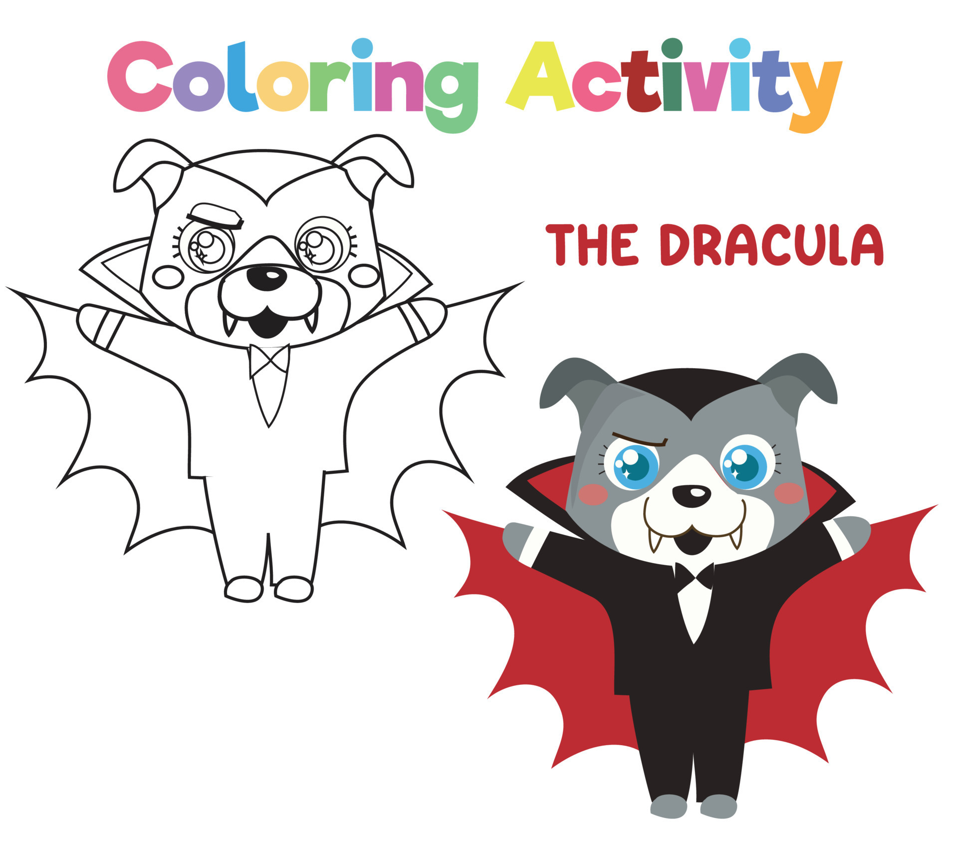 Coloring Halloween worksheet page. Fun activity for kids. Educational ...
