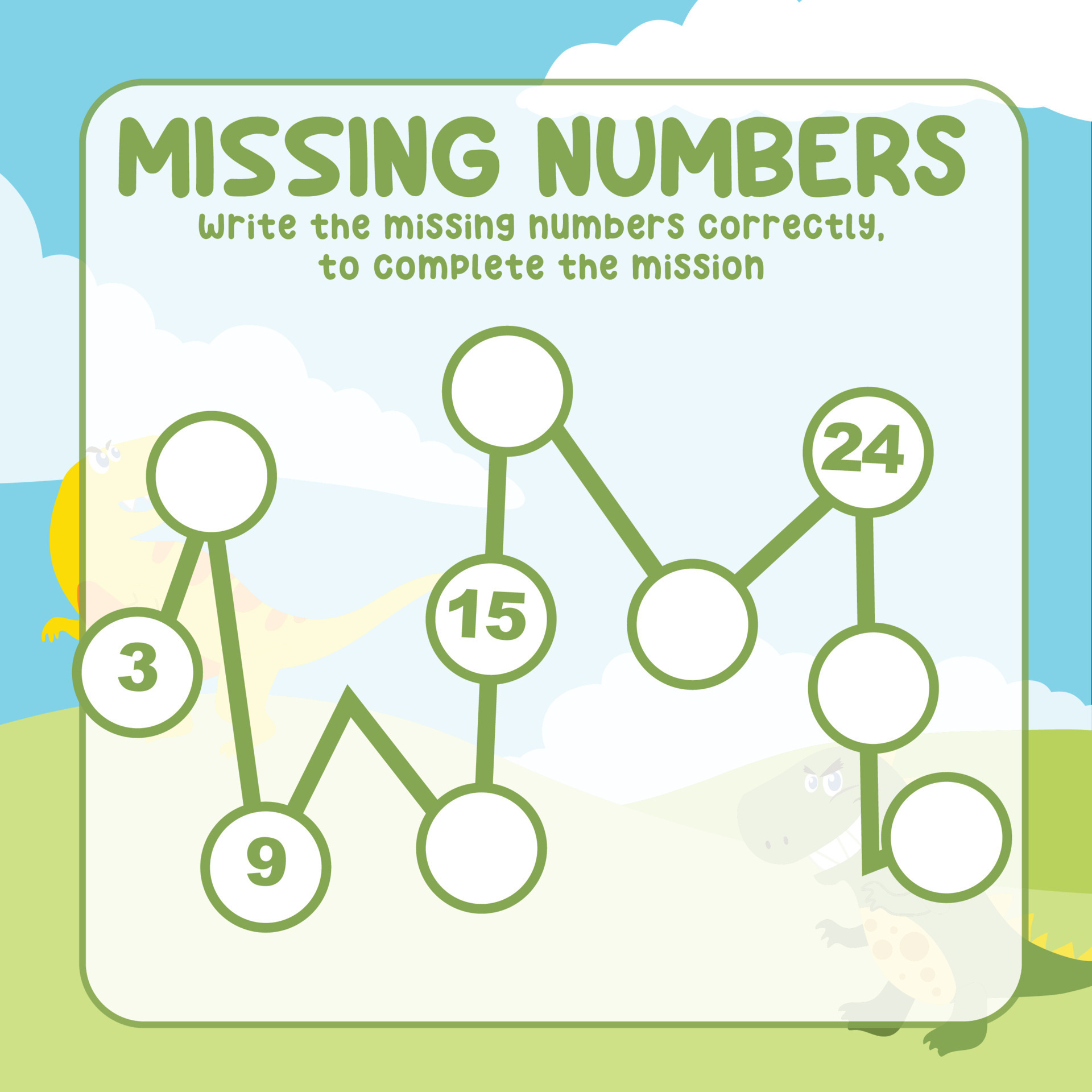 Missing numbers. Write the answer correctly. Educational printable math ...