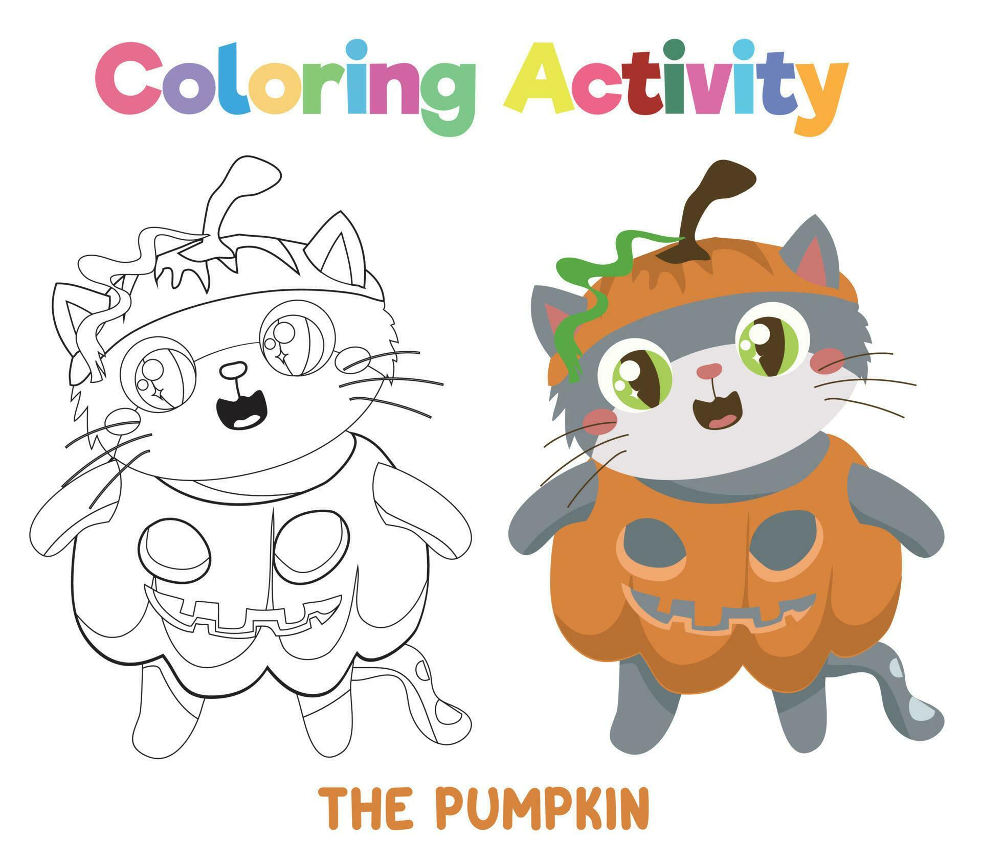 Coloring Halloween worksheet page. Fun activity for kids. Educational ...