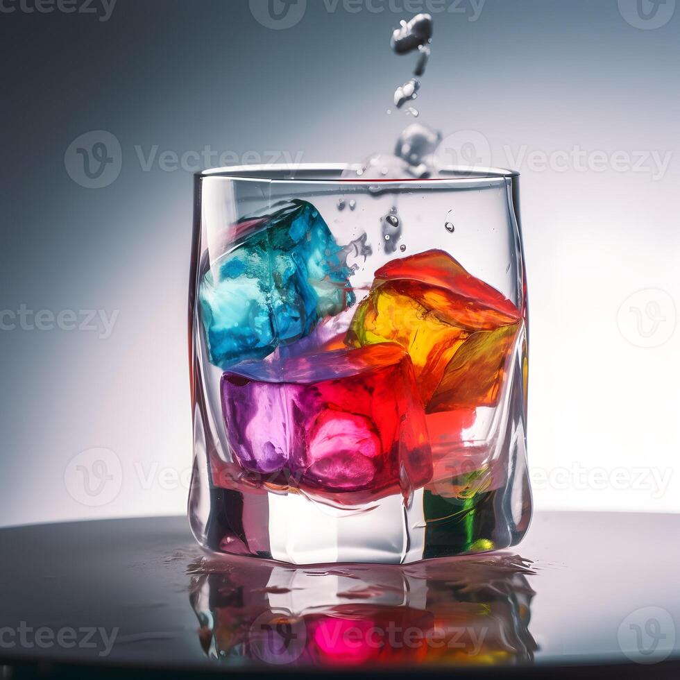 Colorful ice cubes in whisky glass. Cooling feeling. AI generated 24592161 Stock Photo at Vecteezy