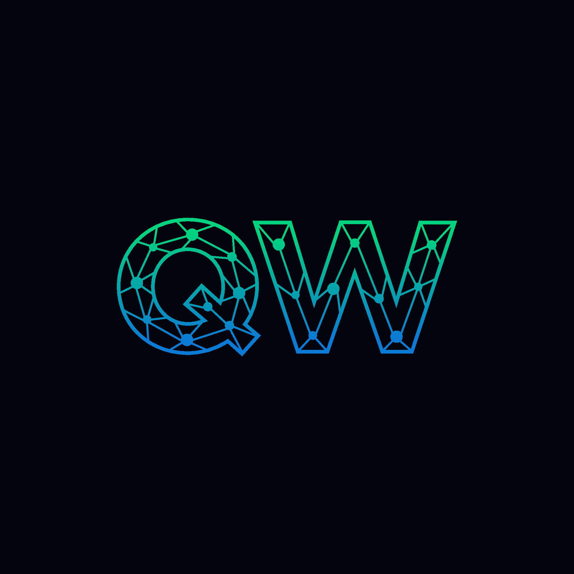 Abstract letter QW logo design with line dot connection for technology ...