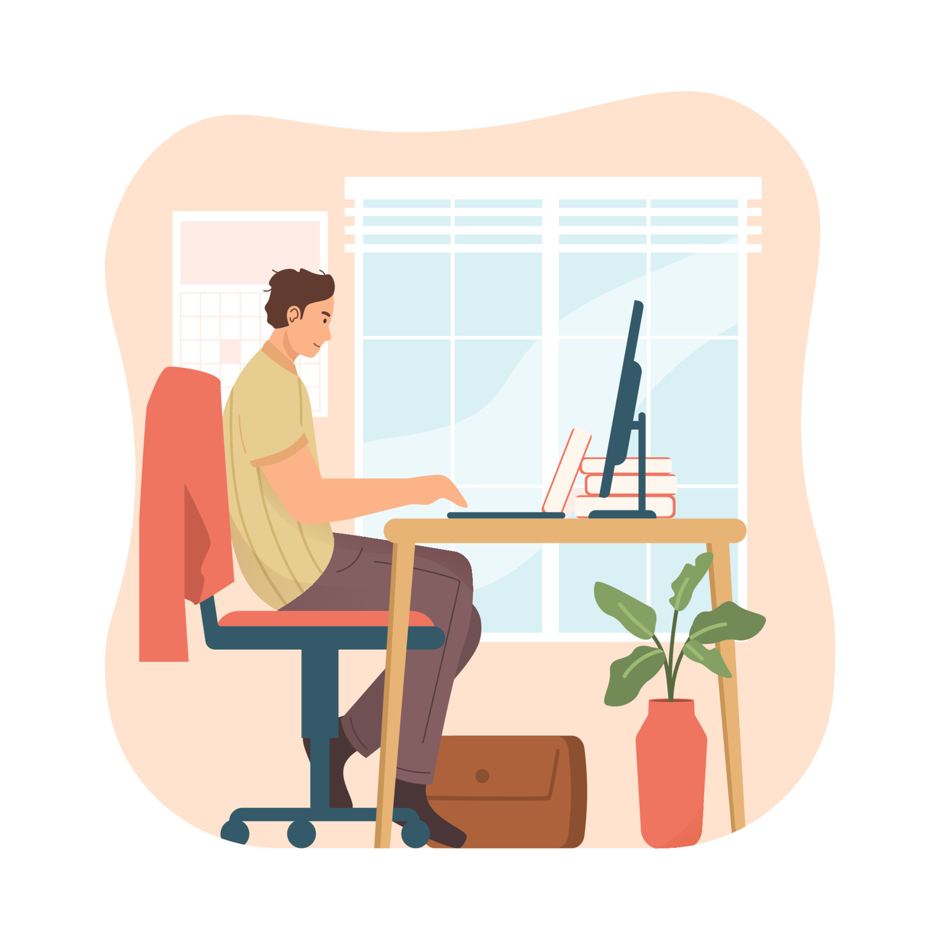 Man working on computer at office 24594004 Vector Art at Vecteezy