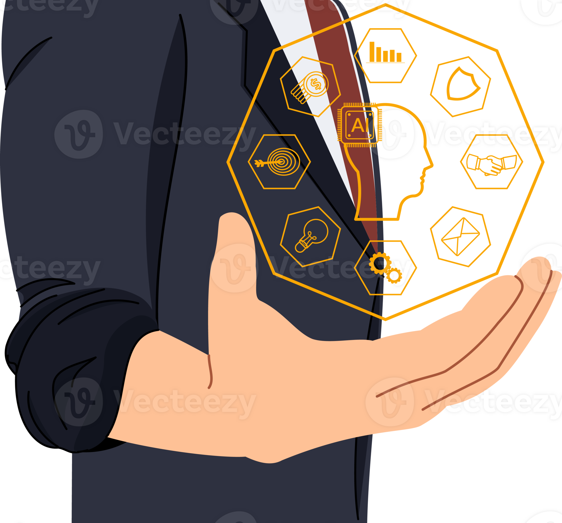 Businessman Touching Brain Of Artificial Intelligence Ai For Automation Costumer Service Ai