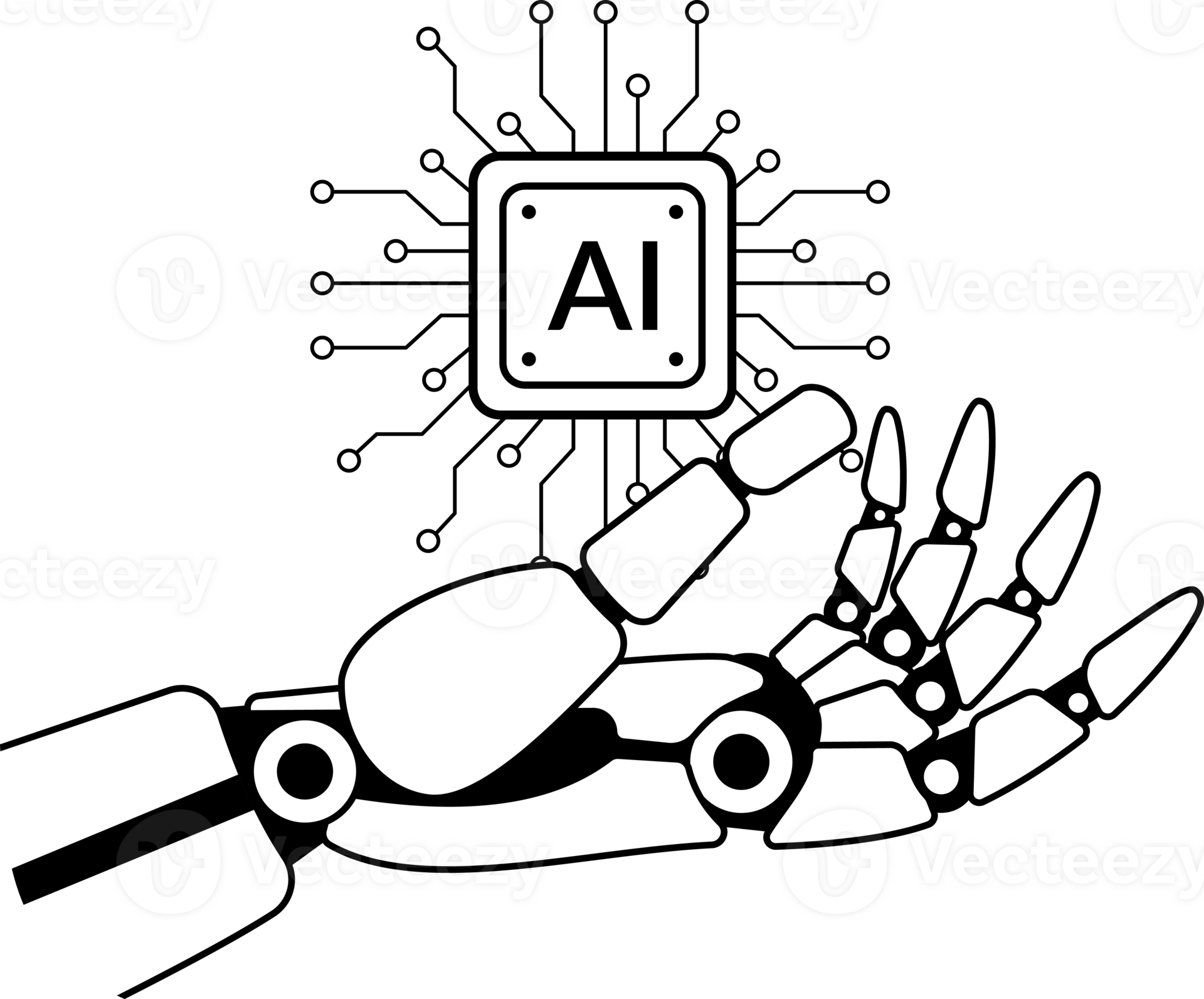 robot hand holding artificial intelligence chip. robot hand machine learning ai 24595794 PNG