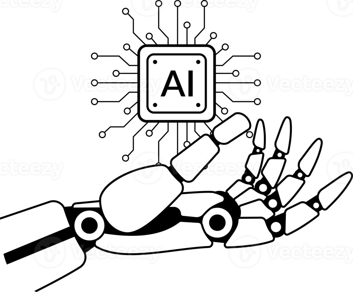 robot hand holding artificial intelligence chip. robot hand machine learning ai 24595794 PNG