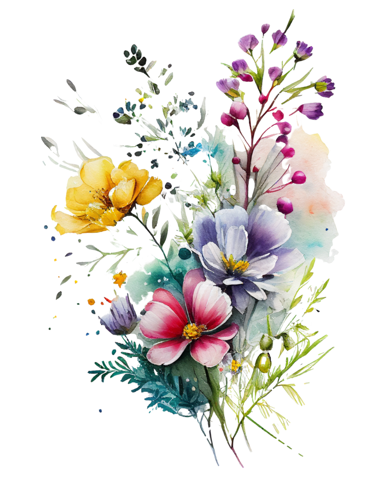 Flowers, Watercolor Flowers , Watercolor Colorful Spring Flowers ...