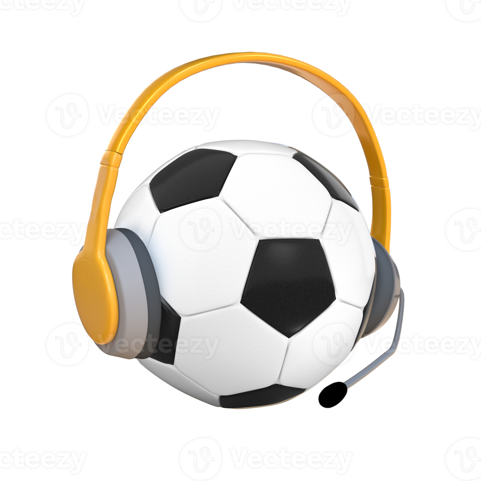 3d Rendering Soccer With Headphones 24596301 Png