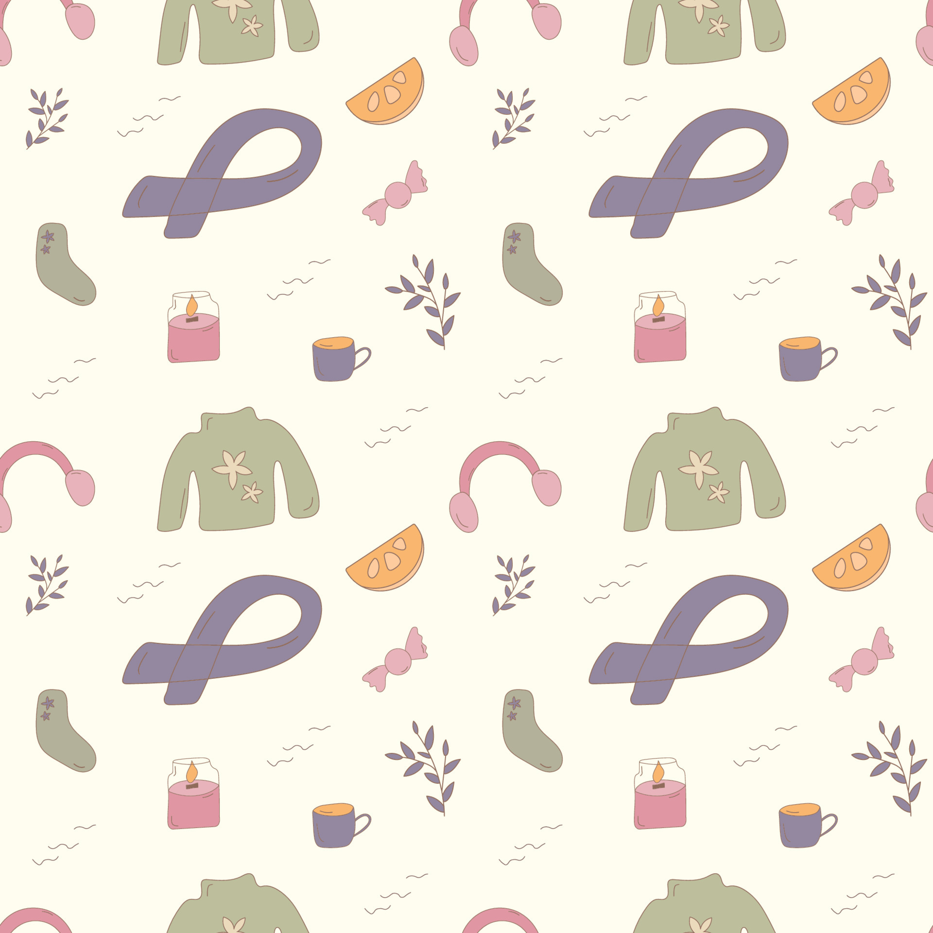 cozy elements warm safe light elements pattern 24597599 Vector Art at ...