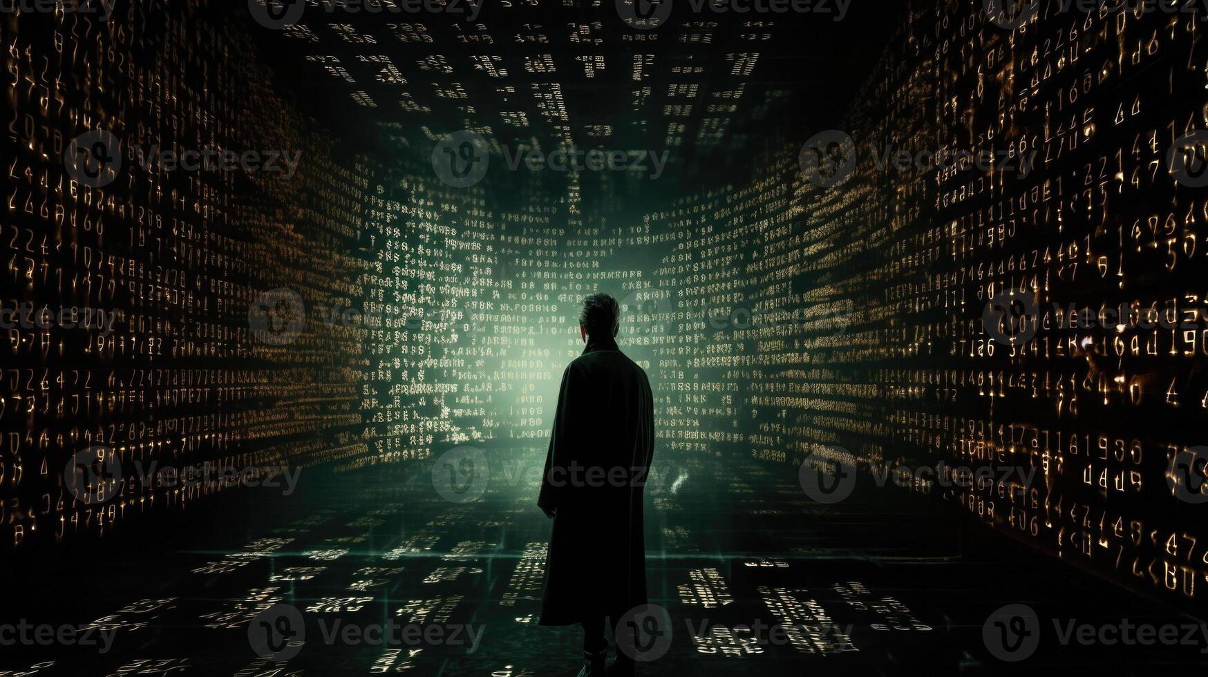 Human silhouette in digital world with binary code. 24601132 Stock ...