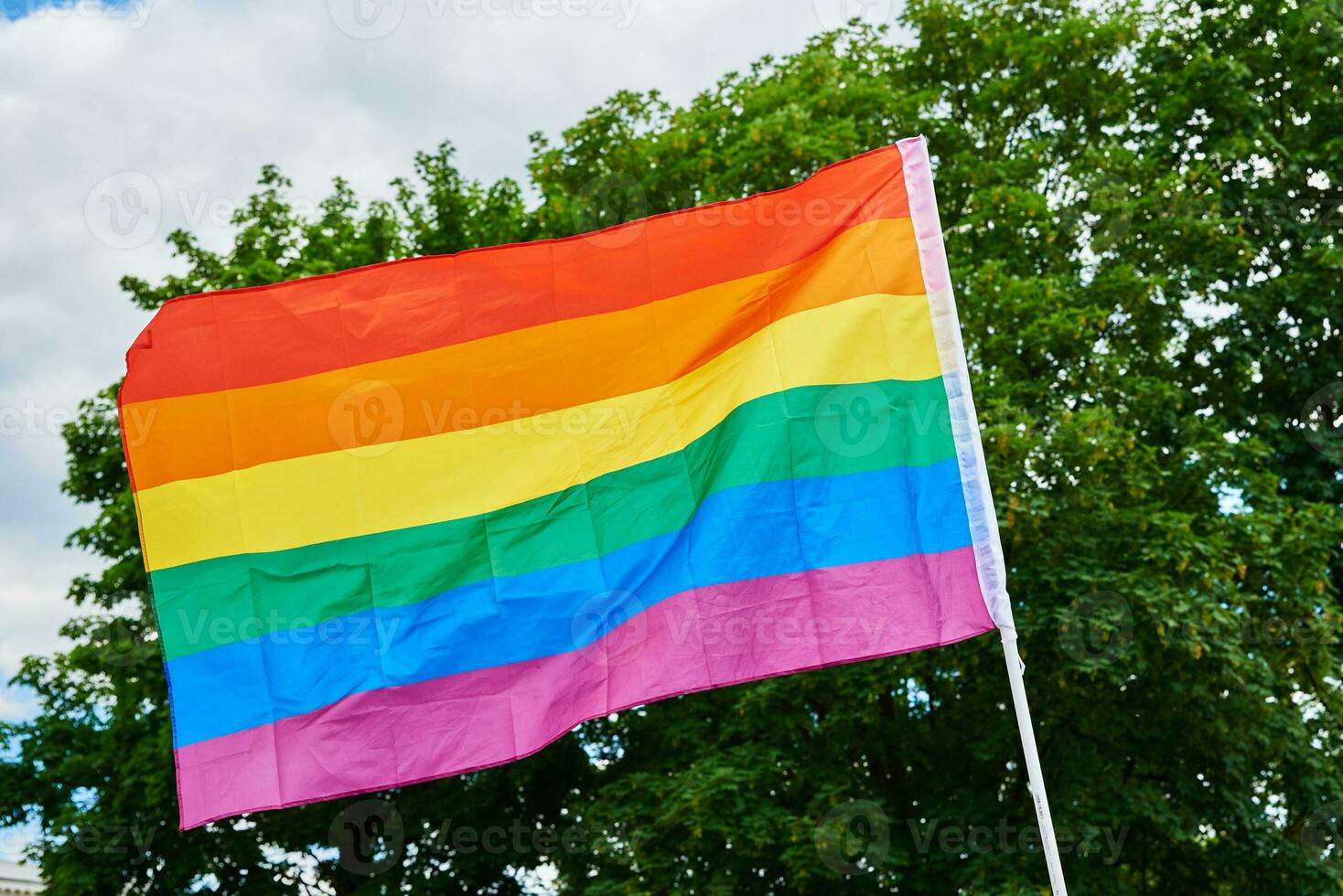 LGBTQ rainbow flags on pride demonstration 24602263 Stock Photo at Vecteezy