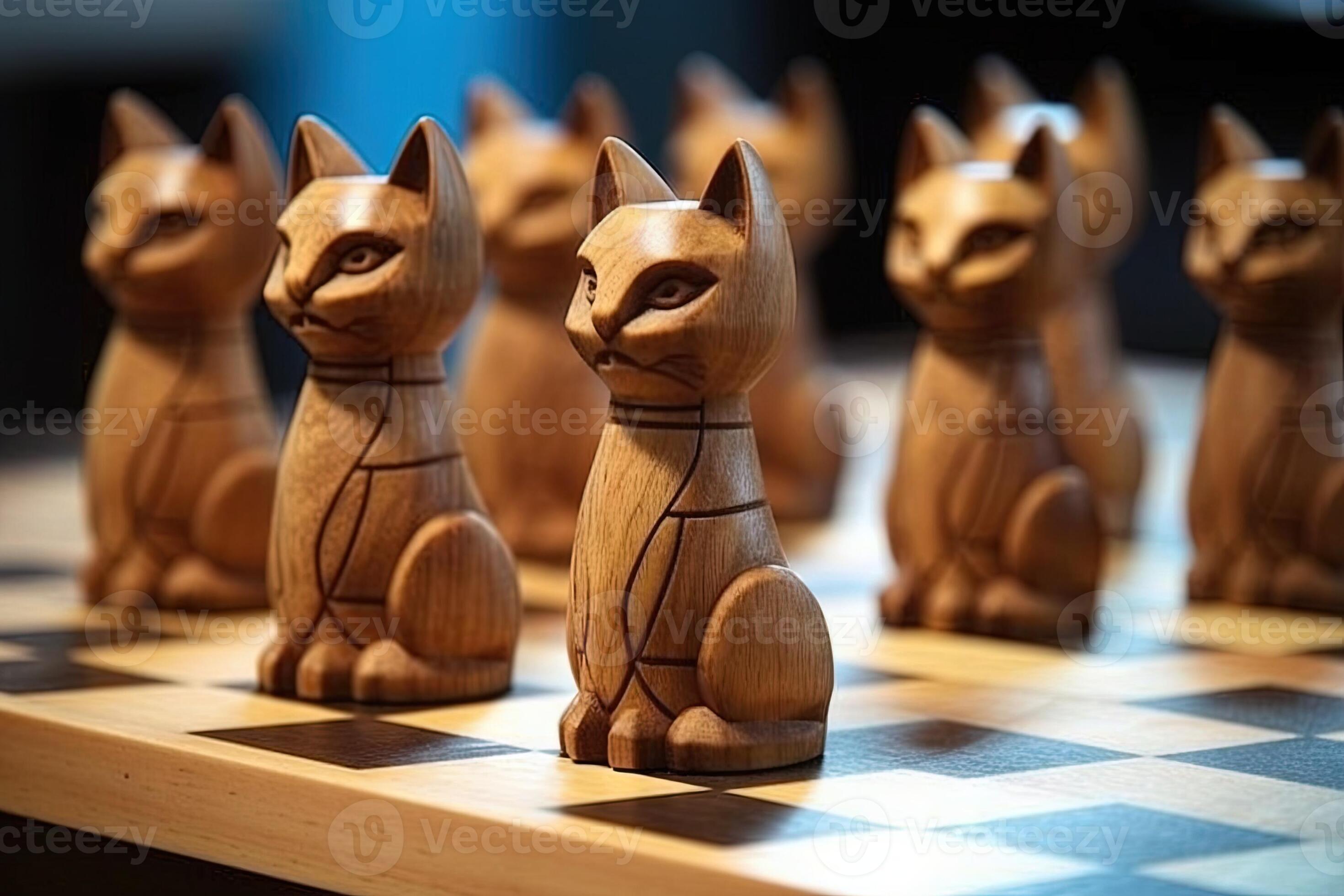 chess pieces cat shape on chessboard illustration 24603314 Stock Photo at Vecteezy