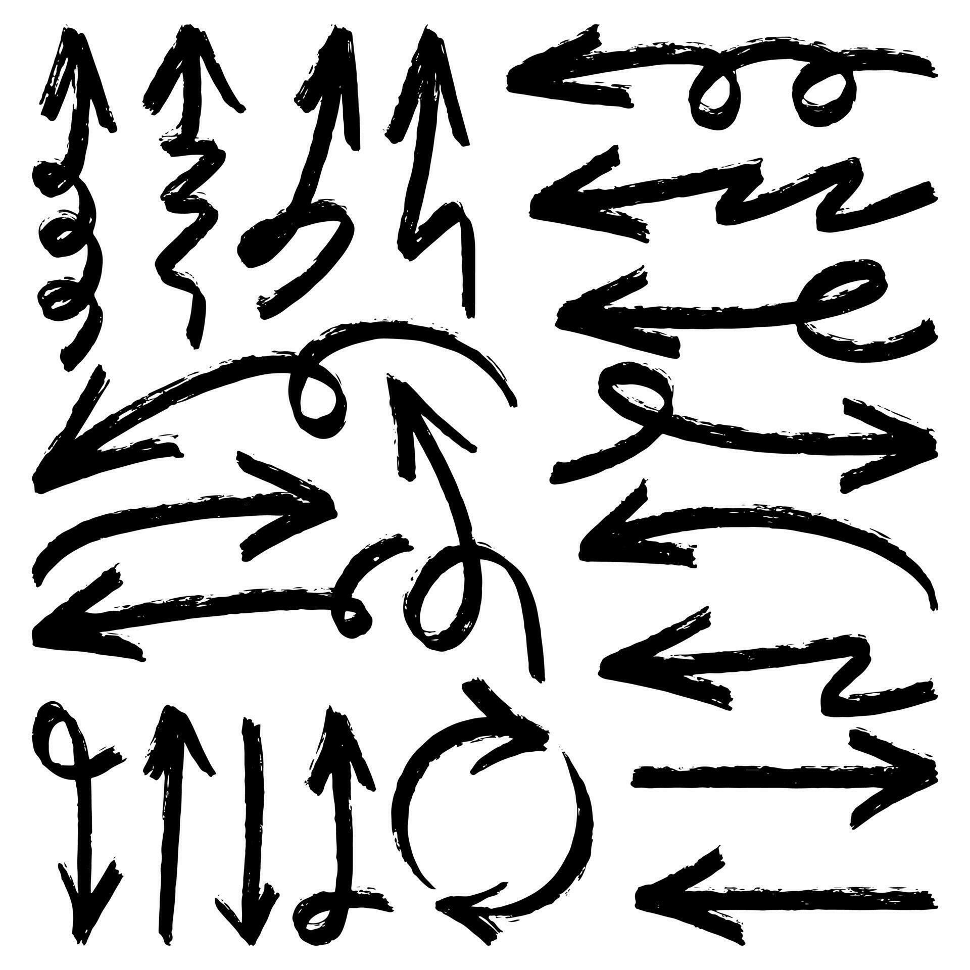 Set Of Hand Drawn Vector Arrows Doodle On White Background Design Element Vector Illustration