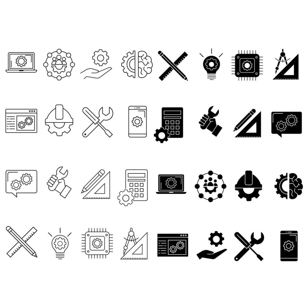 Engineering Icon Vector Set Construction Illustration Sign Collection Designing Symbol Or Logo