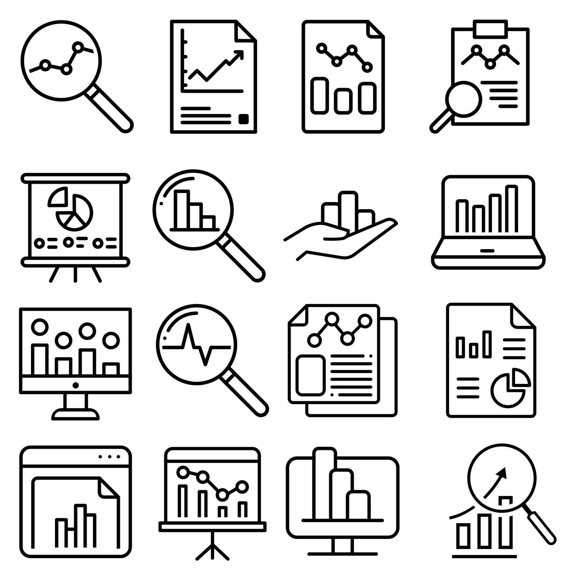 Data analysis icon vector set. profit graph illustration sign ...