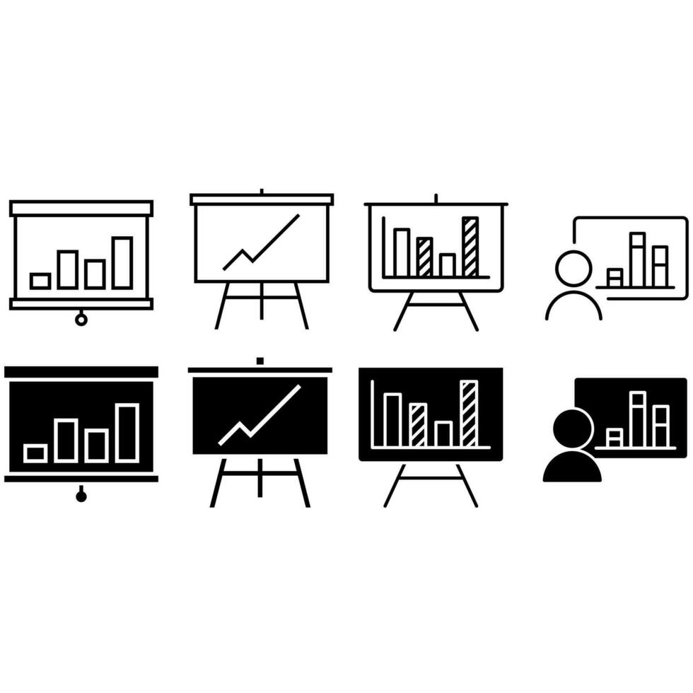 Presentation Icon Vector Set Report Illustration Sign Collection Analysis Symbol Or Logo