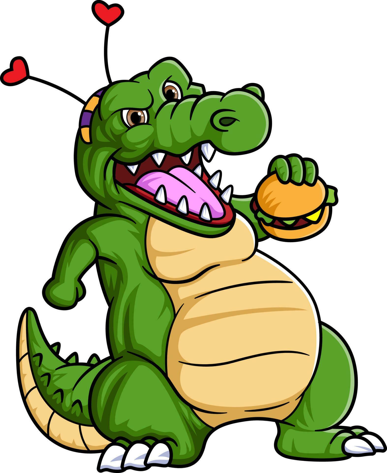 Cute Crocodile Eating Burger Cartoon Vector 24612217 Vector Art at Vecteezy