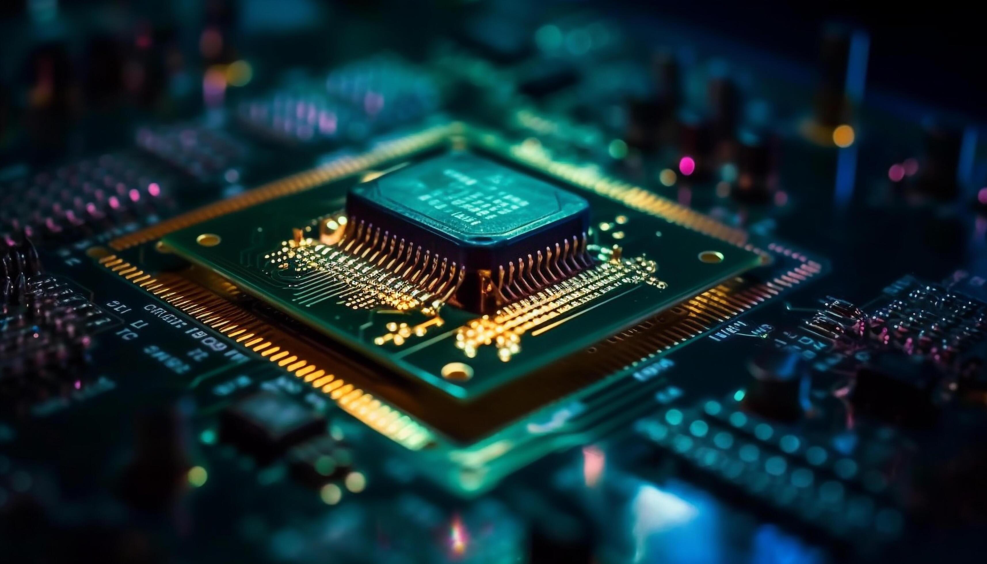 Complex computer circuit board showcases futuristic technology and ...