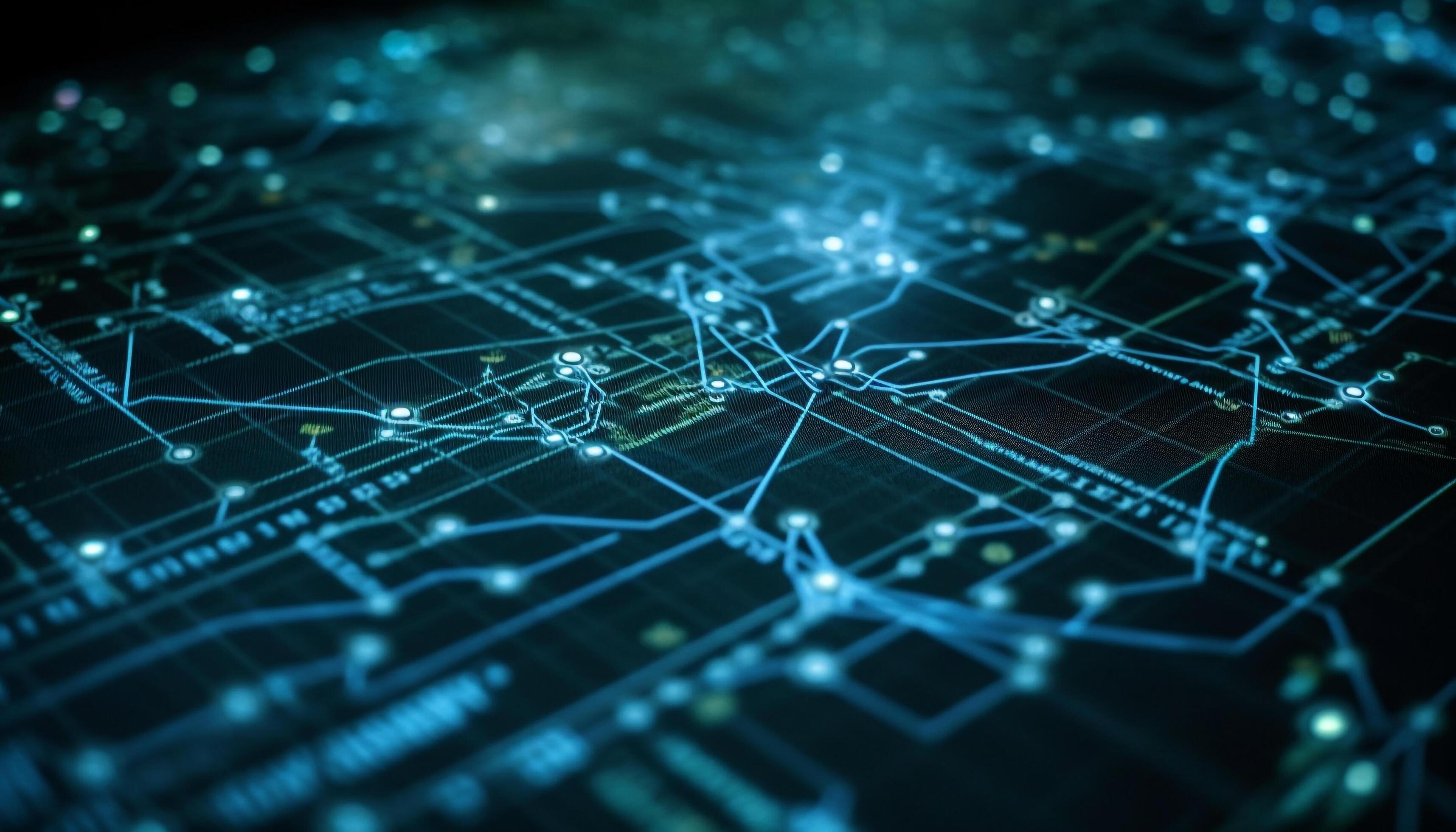 Futuristic Computer Chip Glows Blue In Abstract Circuit Board Pattern Generated By Ai 24620091