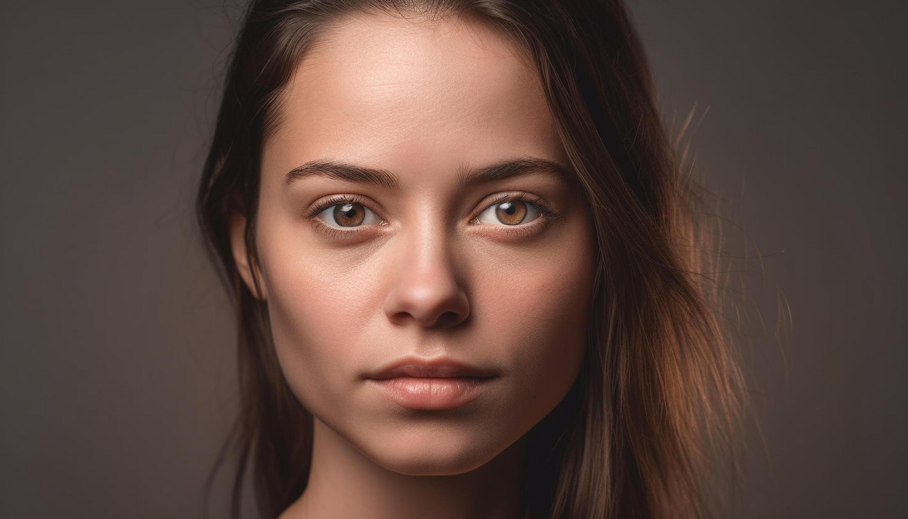 Young adult female with elegance and sensuality in close up portrait ...