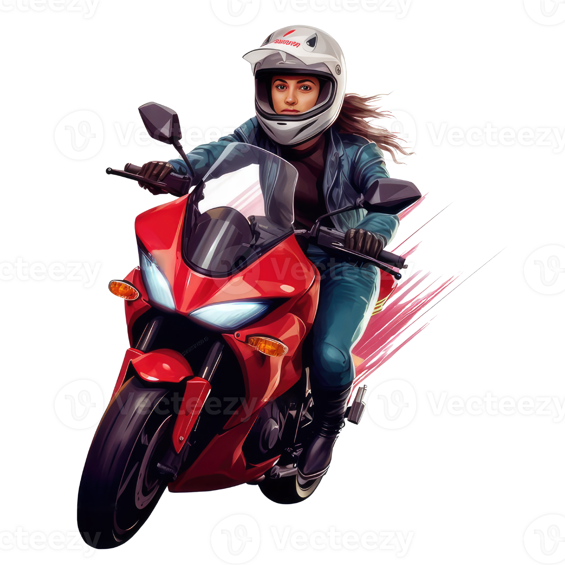 Girl Riding Motorcycle isolated on Transparent Background. 24624501 PNG